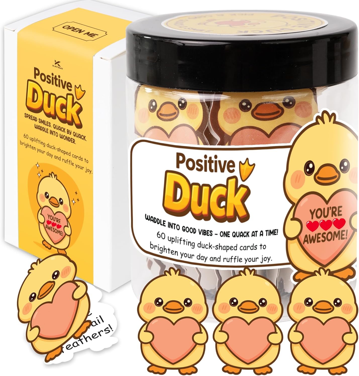 Amazon.com: Positive Duck Jar – 60 Positive Affirmation Cards to Reduce ...