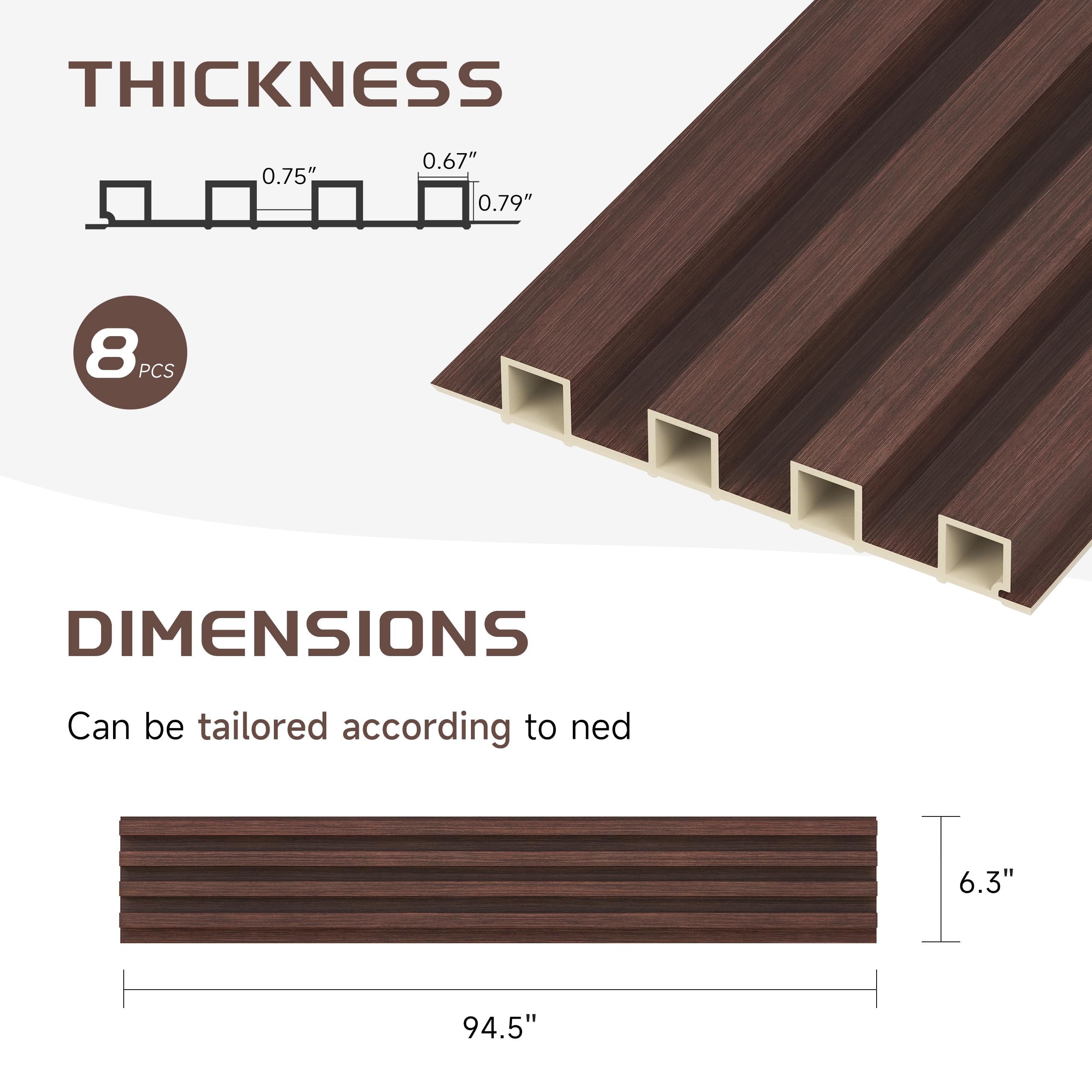 Snapklik.com : WPC Slat Wall Panels, 8 Pack Accent Slat Wood Slats For ...