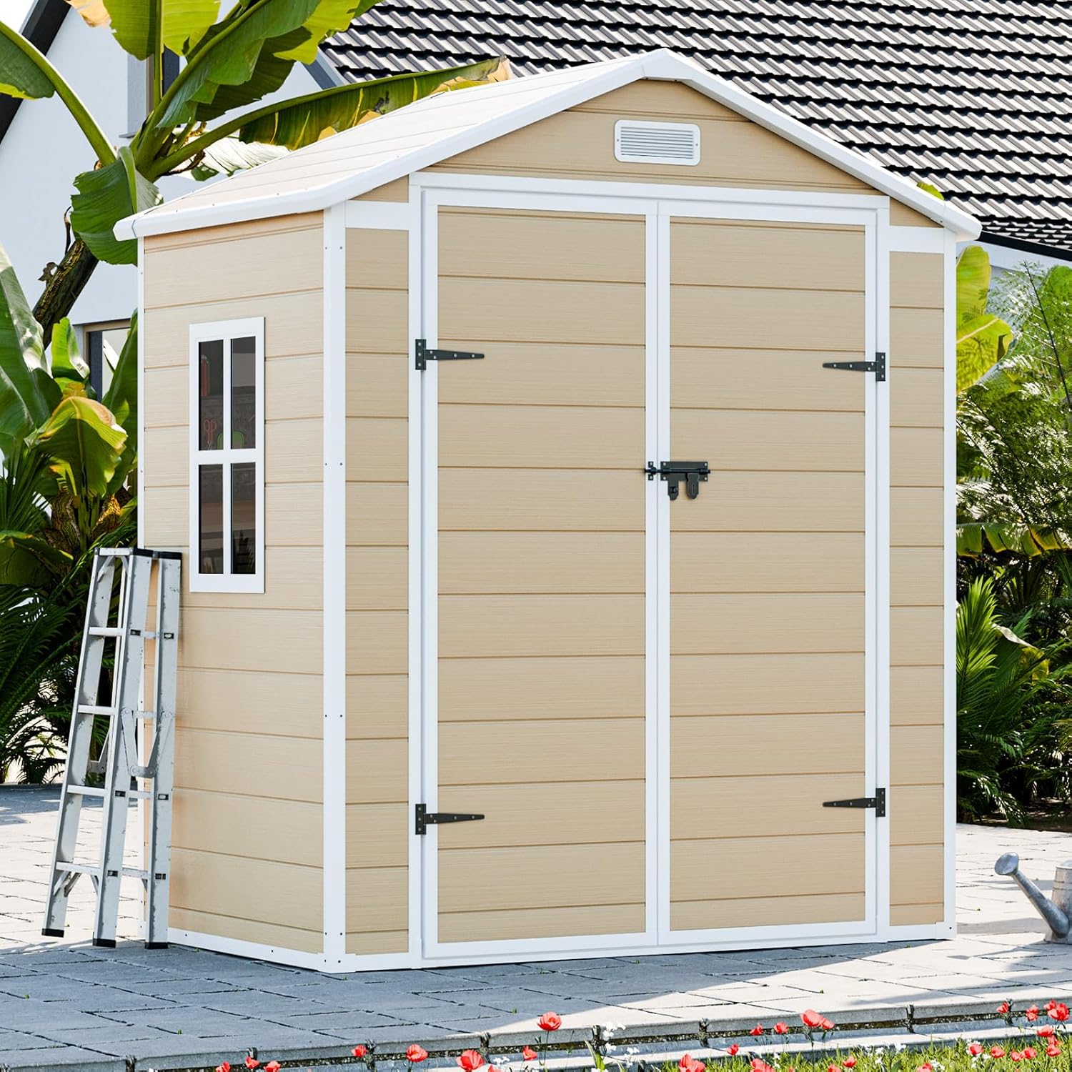 Amazon.com : WACASA Storage Shed, 6X3Ft Resin Outdoor Storage Shed with ...