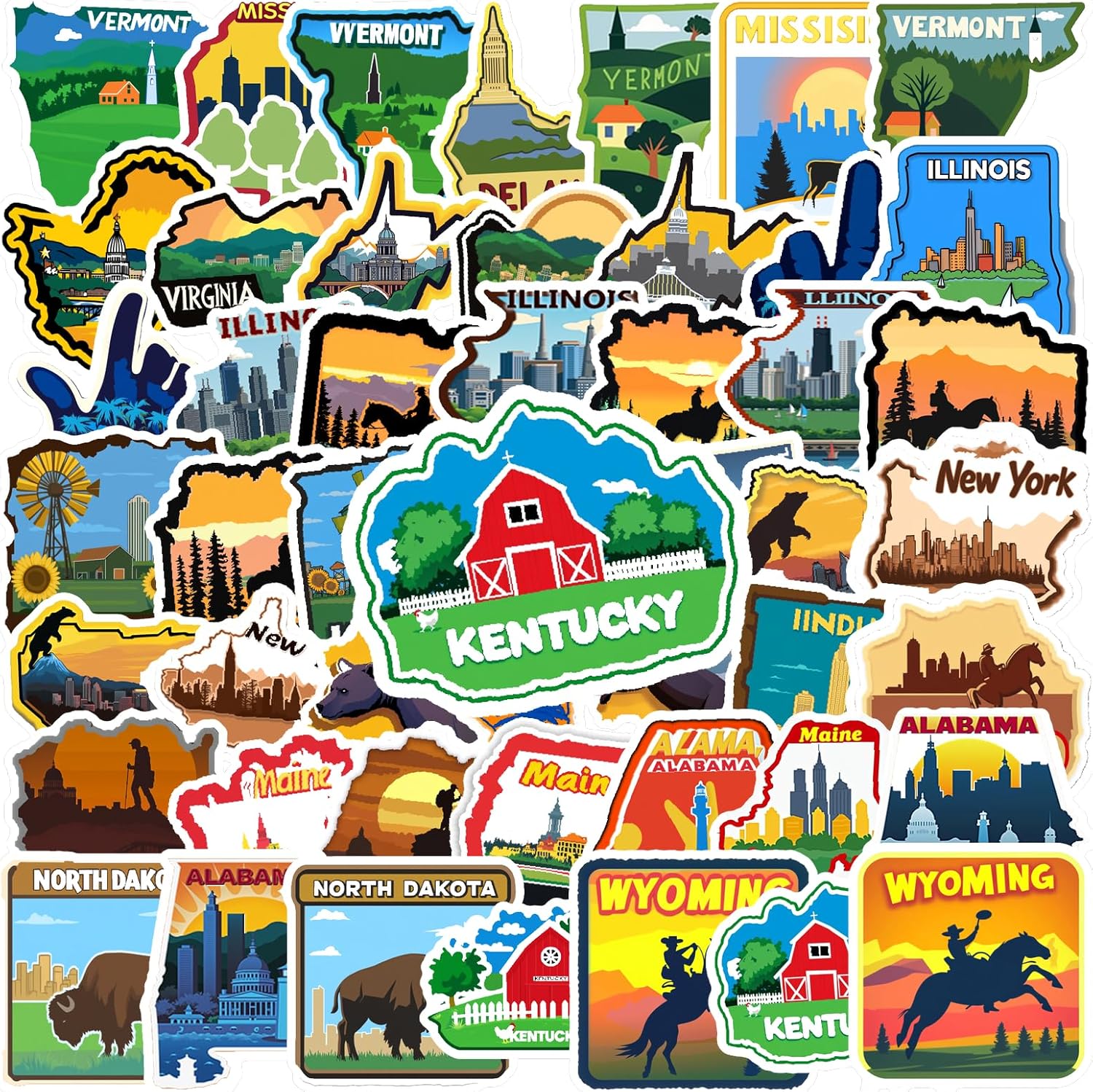 Amazon.com: US States Stickers, 100pcs USA Map Stickers, Waterproof ...