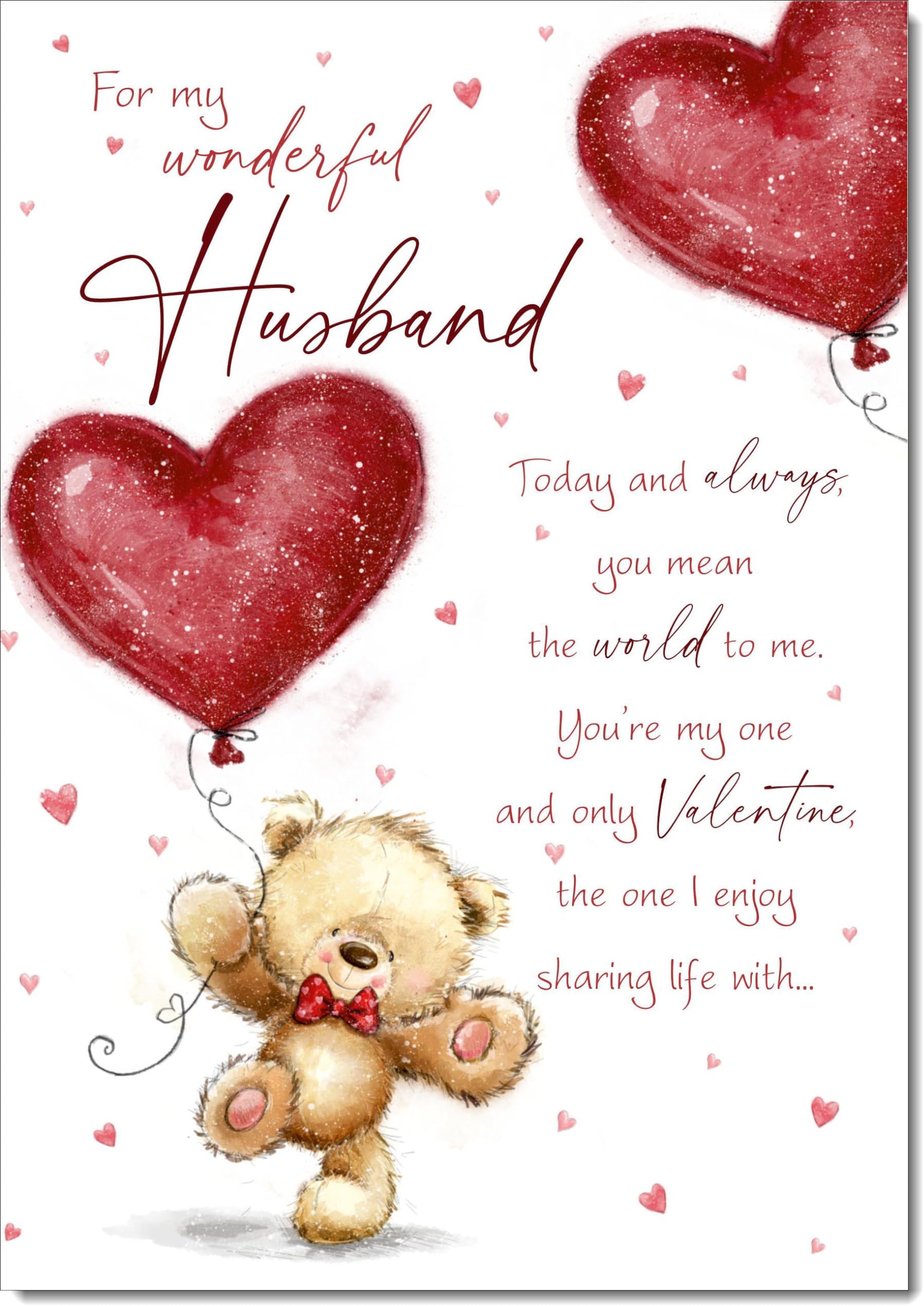 doodlecards Husband Valentine's Day Card Teddy and Balloon : Amazon.co ...