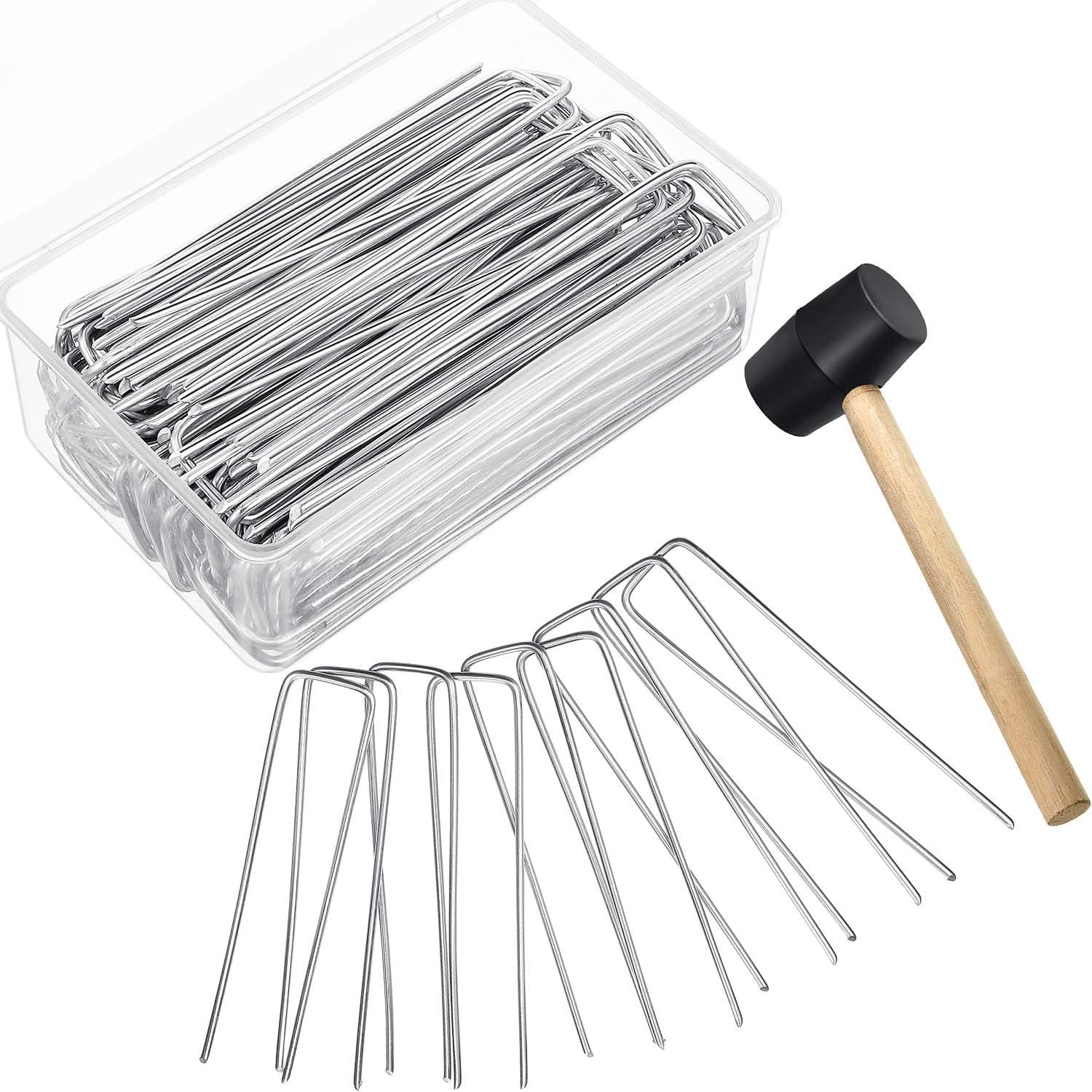 Amazon.com : 100 Pieces U-Shaped Garden Stakes Flat-Top Garden Securing ...