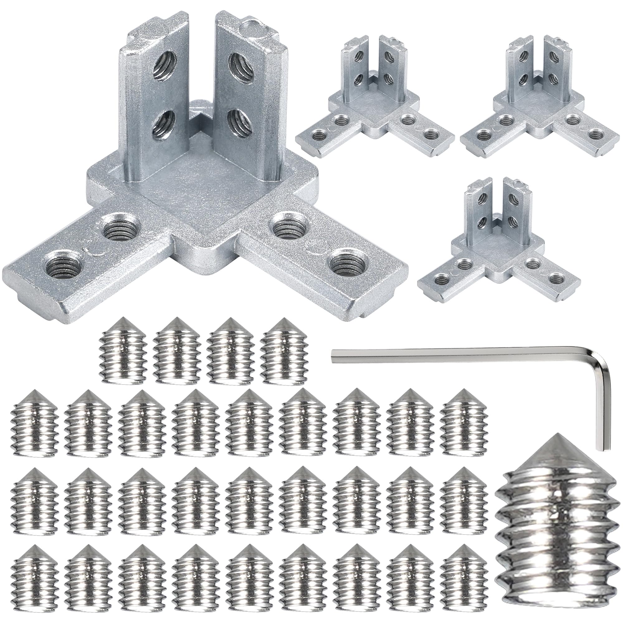 Amazon.com: BELLA BAYS 30Series 4Sets Silver 3-Way End Croner Bracket ...