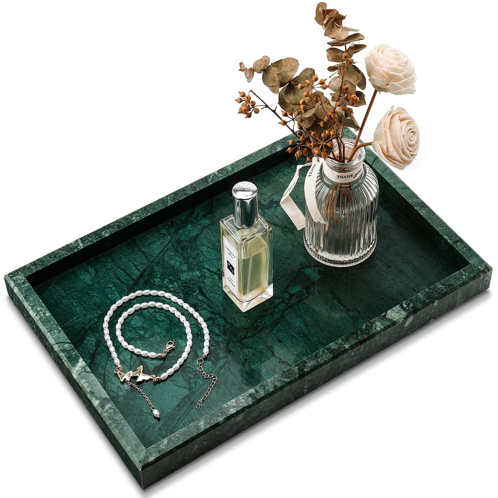 Amazon.com: Zilukar Real Natural Marble Tray for Bathroom, Vanity ...