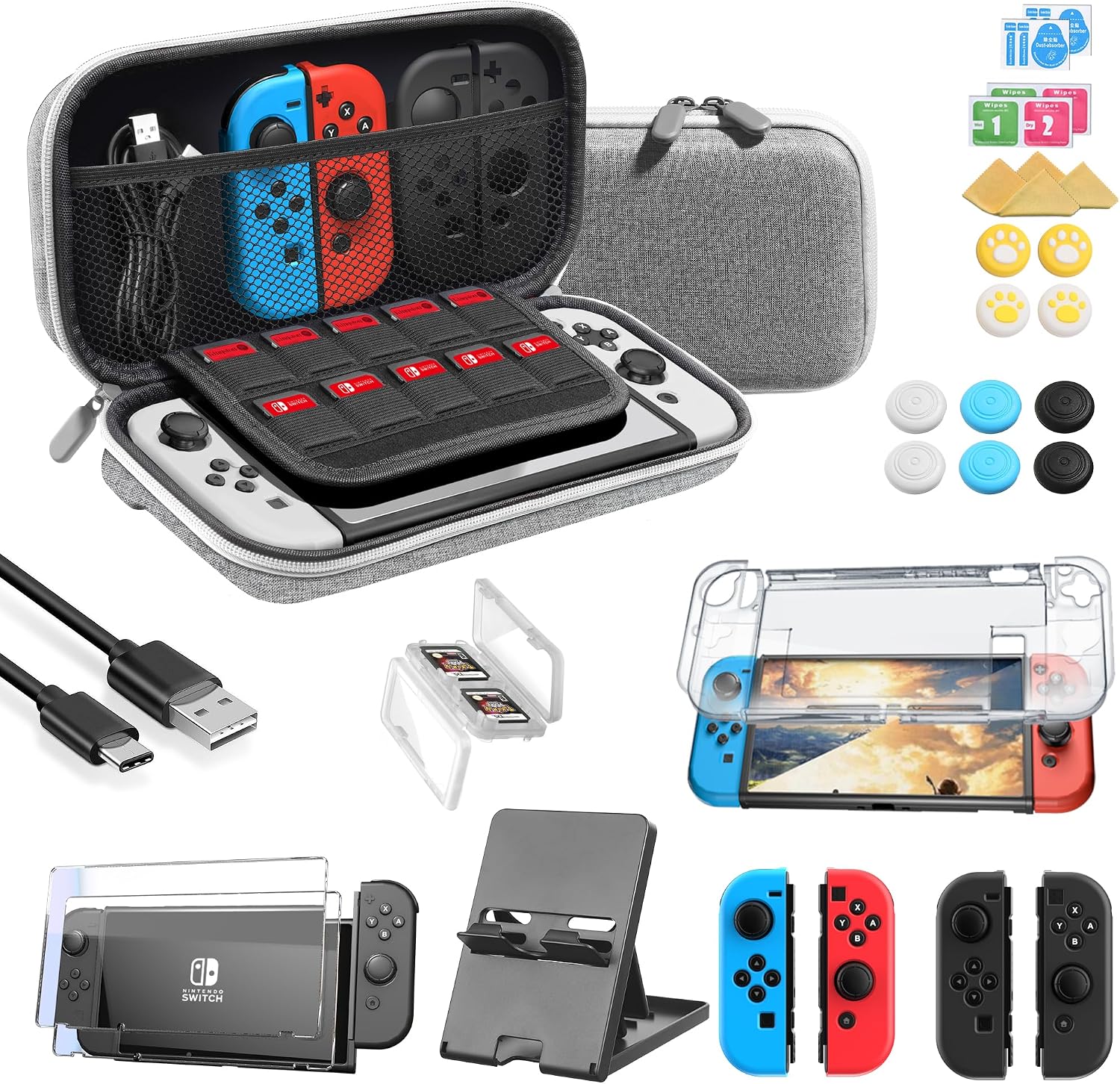 BuFan Accesorios 25 en 1 para Switch OLED - Carcasa Transporte ...