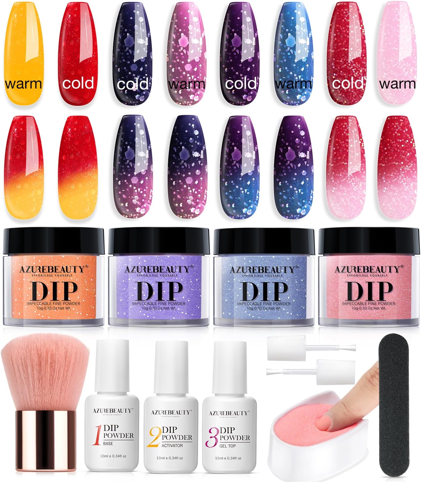 Amazon.com: AZUREBEAUTY Color Changing Dip Powder Nail Kit Starter ...