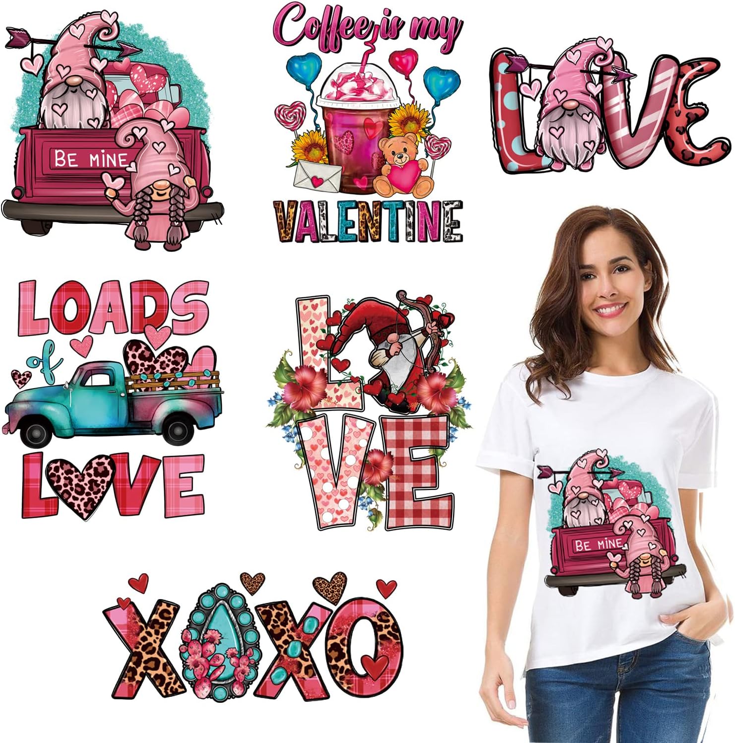 Amazon.com: 6Pcs Valentine's Day Iron on Transfer Stickers T Shirt ...