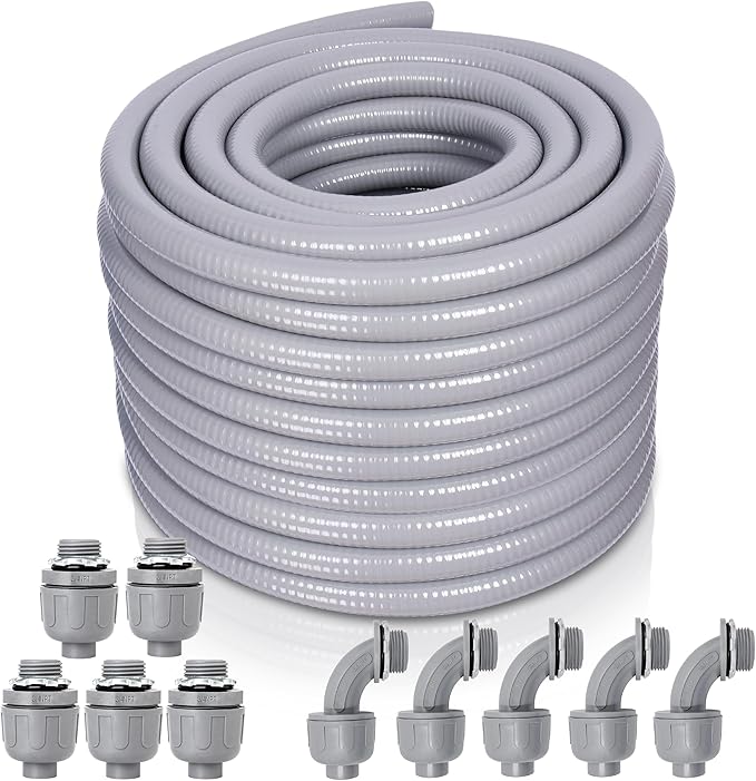 Feotech Liquid-Tight Conduit and Connector Kit - 3/4 Inch 75 FT Non ...
