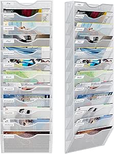 PAG-Mass 12-Tier Wall Magazine File Organizer Hanging,A4 Wall Mounted ...