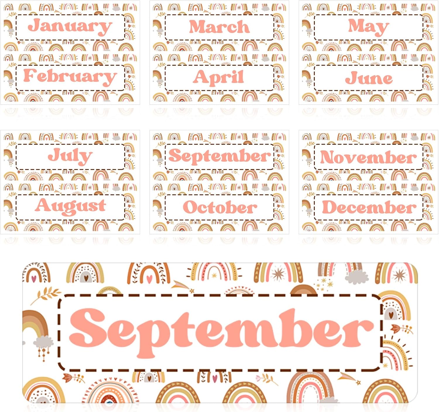 Amazon.com: 12 Sheets Monthly Headliners Rainbow 12 Months of The Year ...