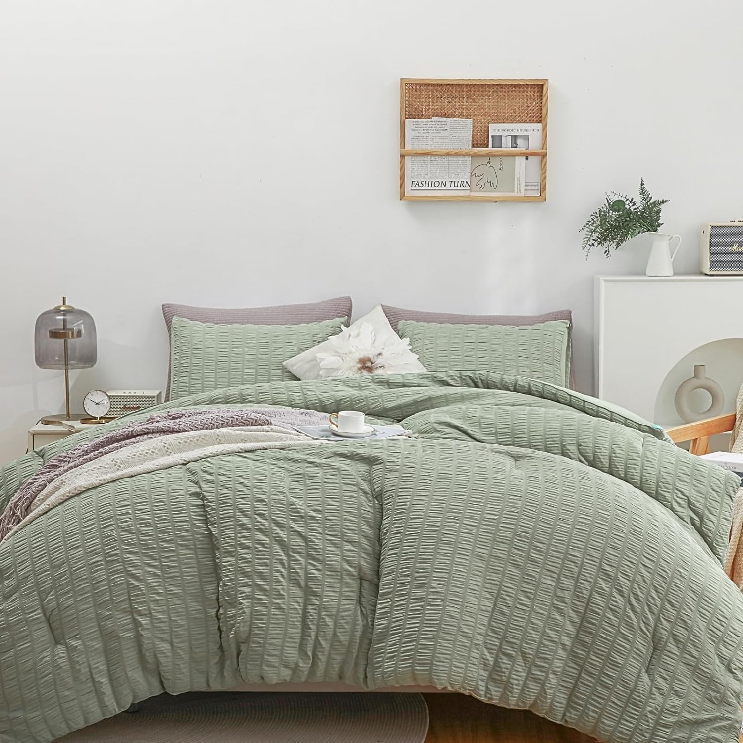 Amazon Haowaner Seersucker Sage Green Comforter Full Size amazon-haowaner-seersucker-sage-green-comforter-full-size