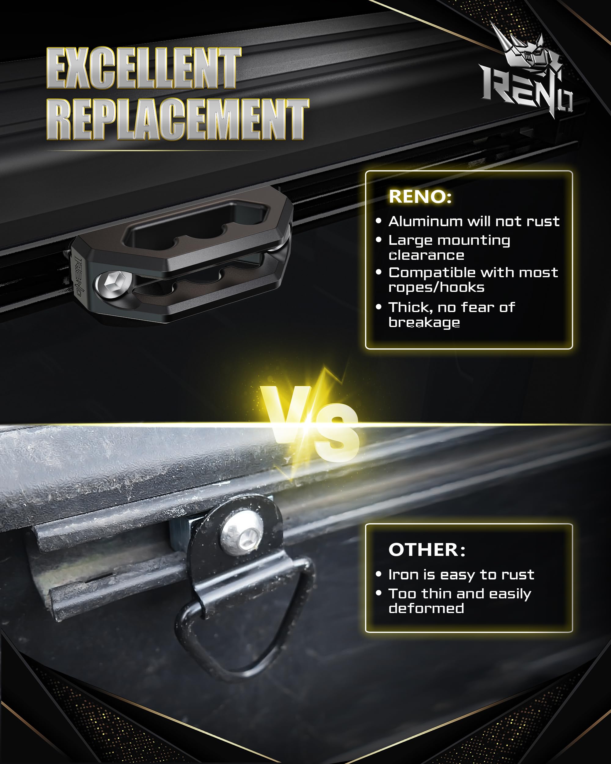 Snapklik.com : RENO Bed Rail Cleats, Aluminum Tie Down Anchors For ...