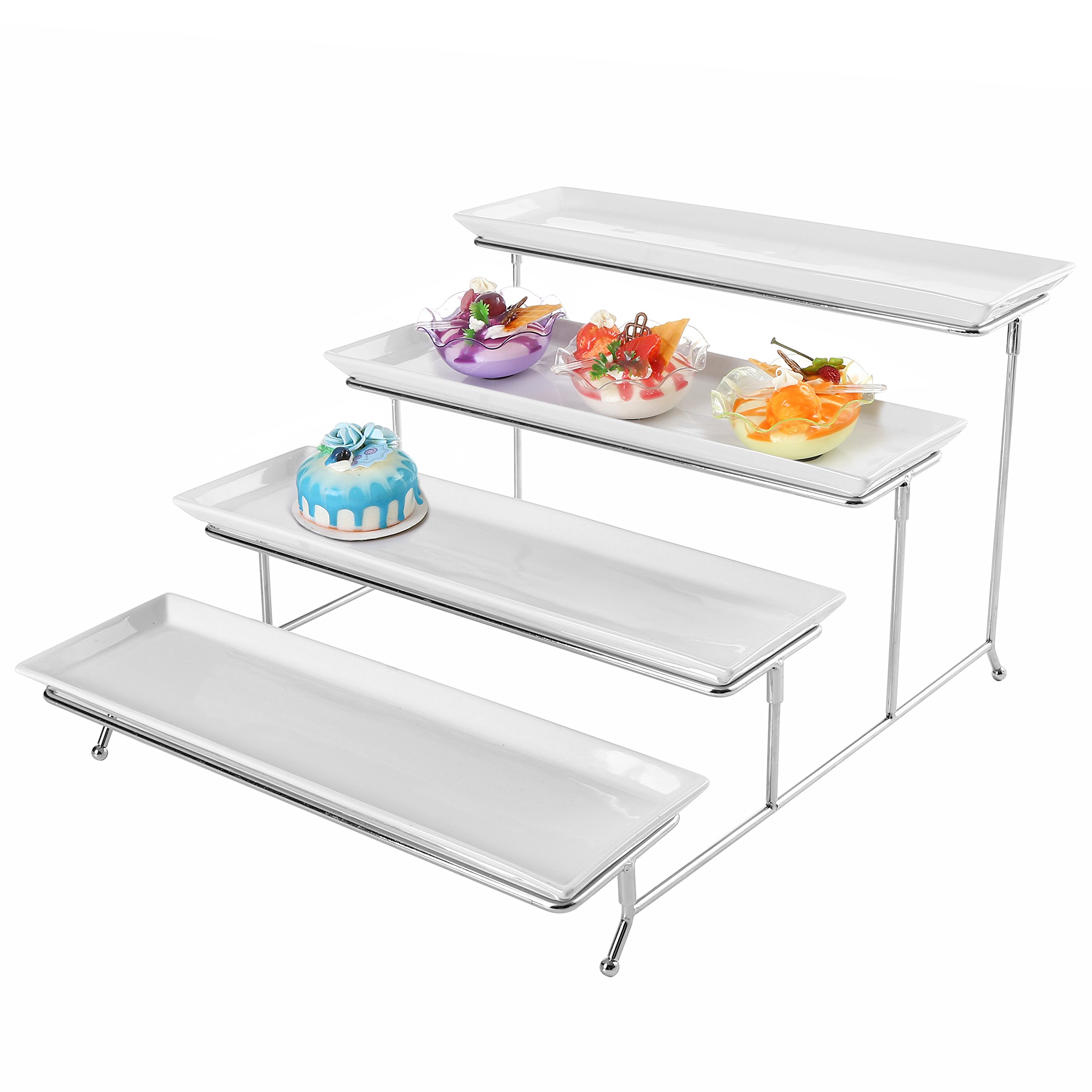 Snapklik.com : 4 Tier White Ceramic Party Serving Platter/Food Display ...