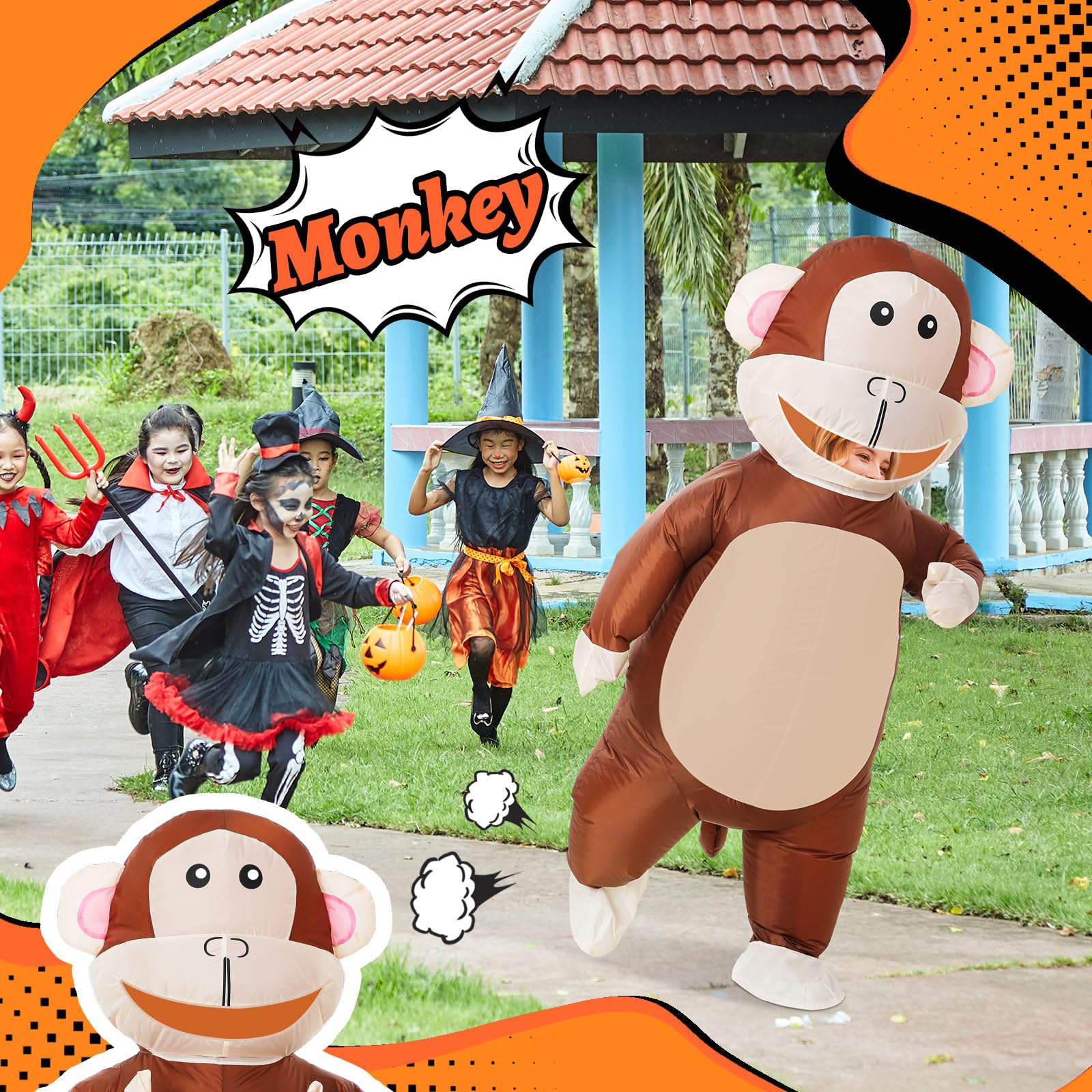 Snapklik.com : Monkey Costume Inflatable Adult 5-6 Ft Monkey Costume ...