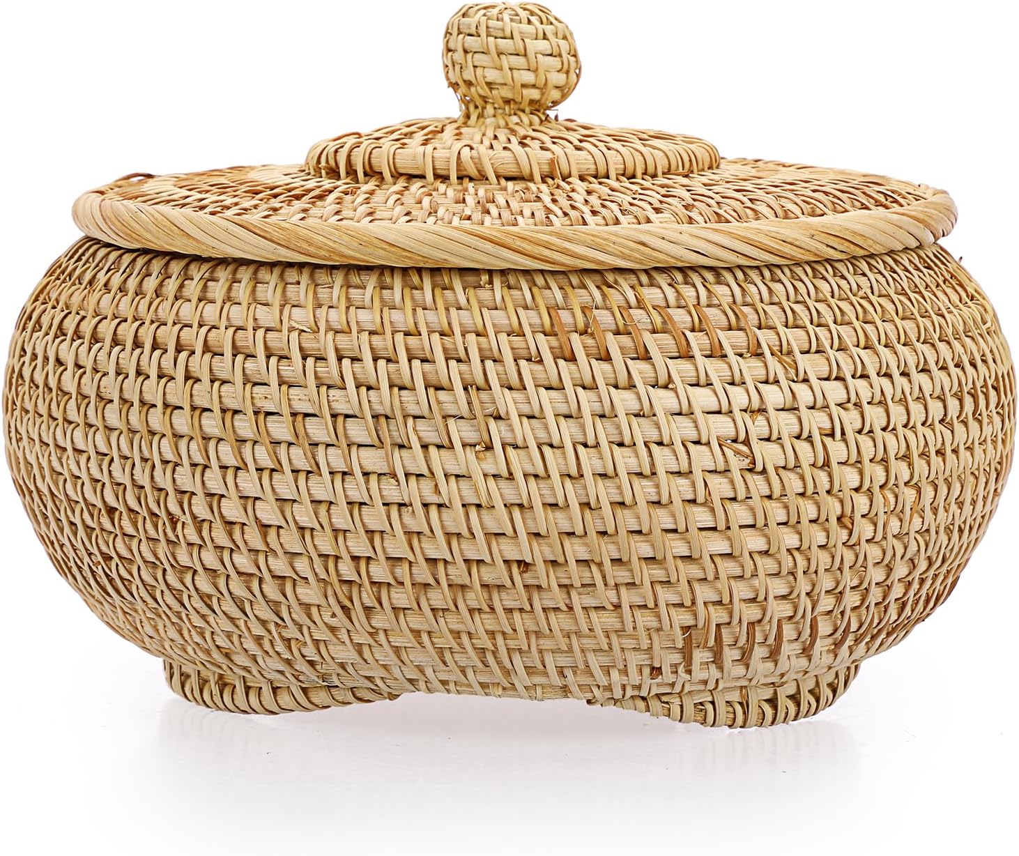 Dicunoy Set of 3 Small Wicker Basket with Lid, Round Woven Seagrass ...