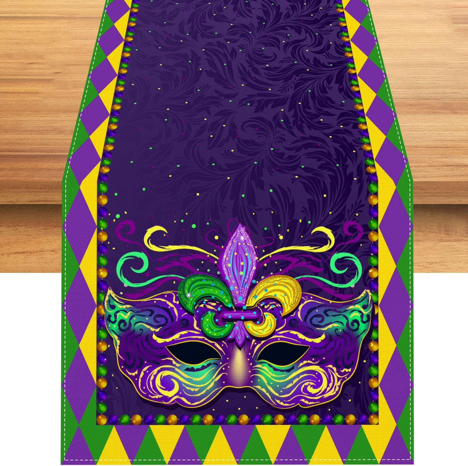 Amazon.com: ARKENY Mardi Gras Carnival Table Runner 13x72 Inches, Fleur ...