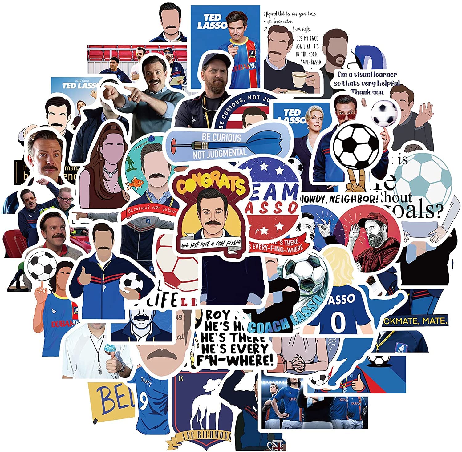 Buy Ted Lasso Stickers for Water Bottle and Skateboard, Cute Stickers ...