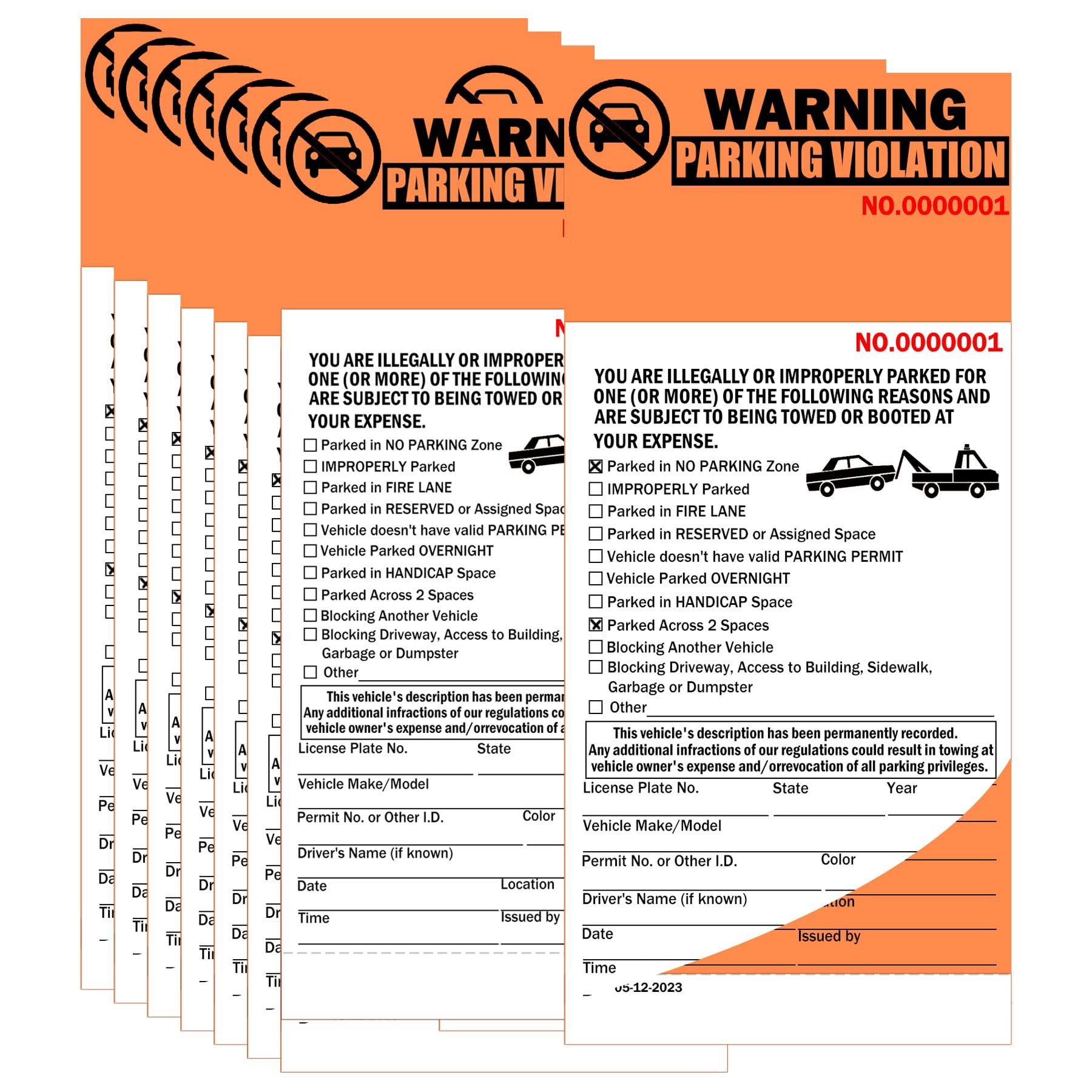 Amazon.com: 2-Part Carbonless Perforated Numbered Parking Violation ...