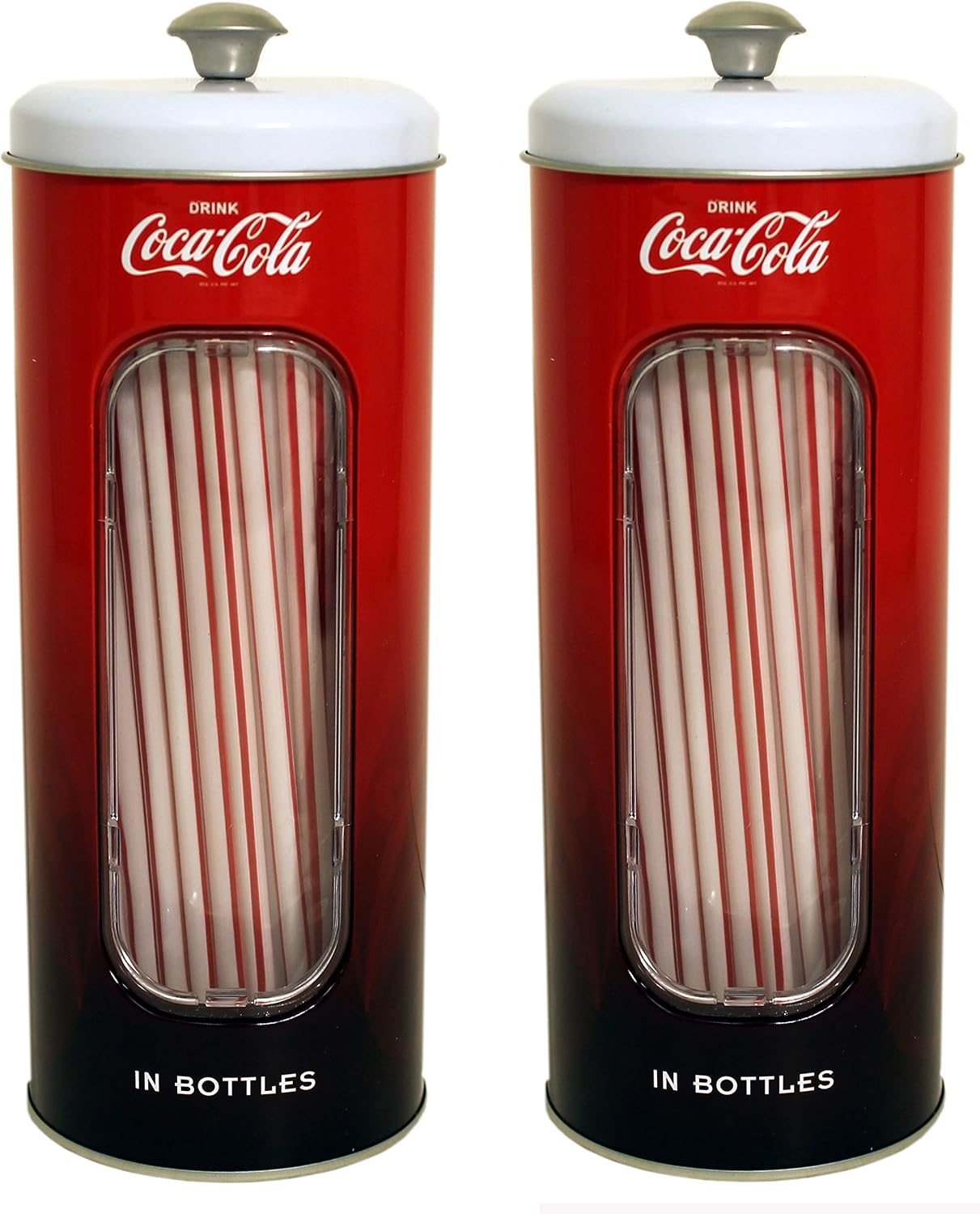 Amazon.com: 2 Pack - Tin Box Company Coke Holder Tin with 50 Straws ...
