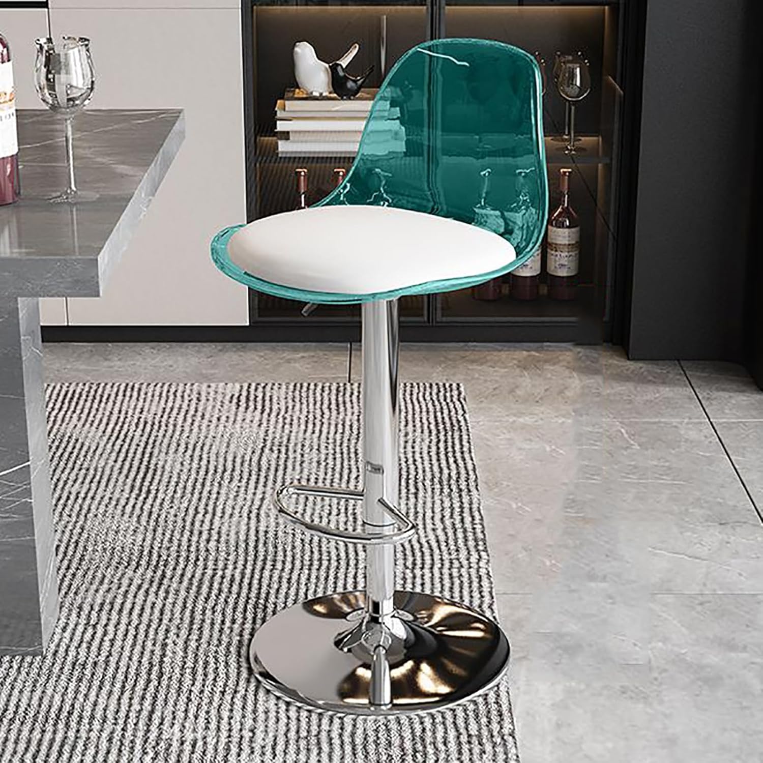 Acrylic Bar Stools, Counter Height Adjustable Swivel Clear Bar Stools ...