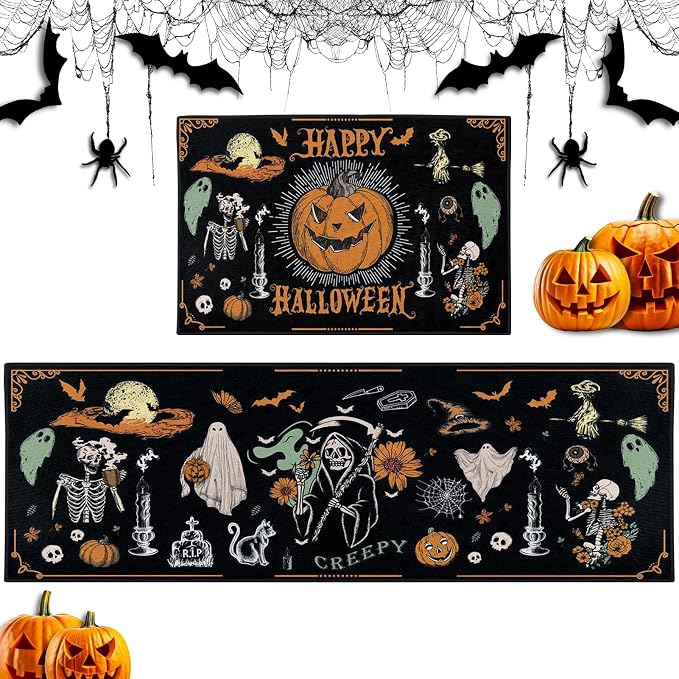 Amazon.com: Britown Retro Skeleton Halloween Ghost Kitchen Rugs Mat ...