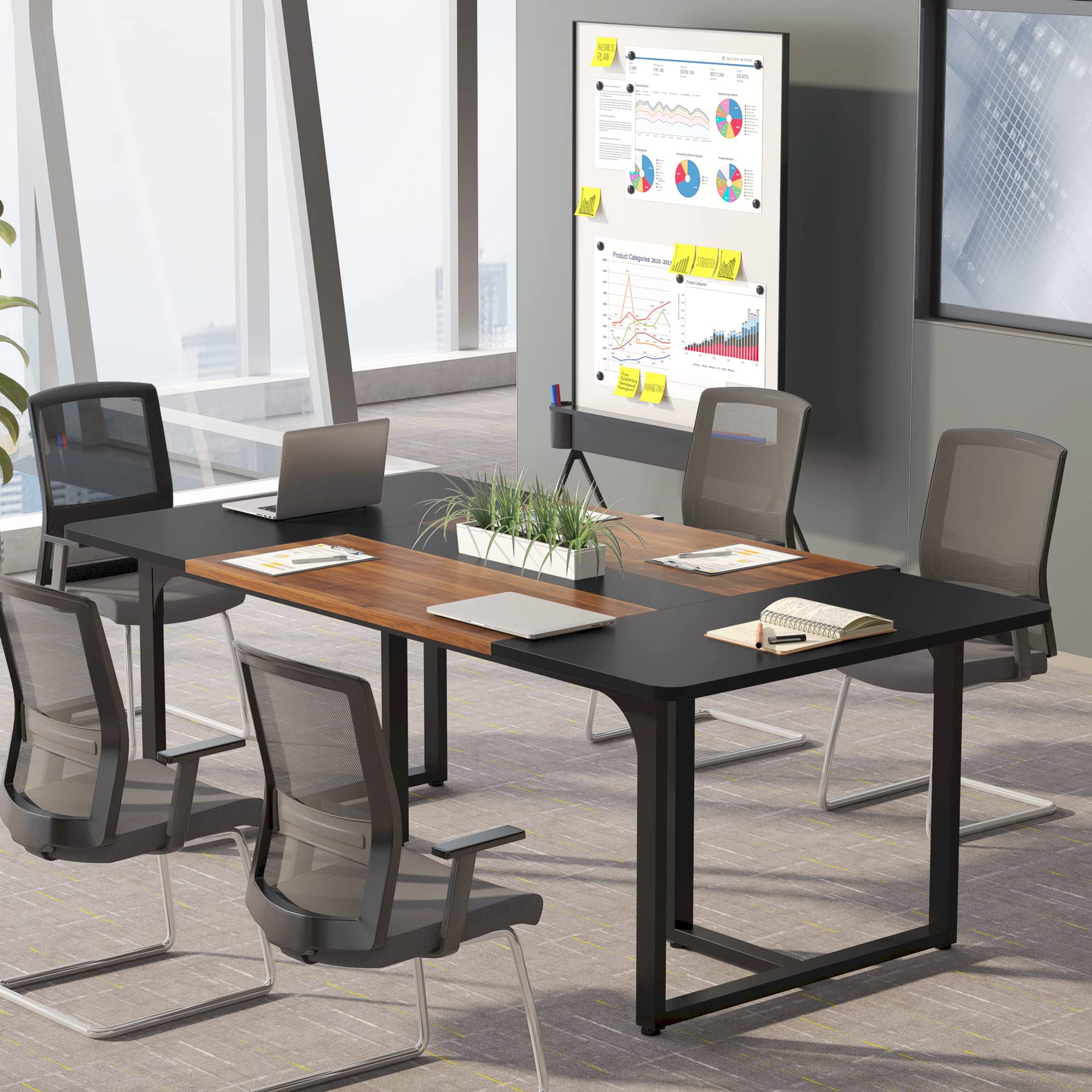 Oval Table Costway 71 Inches Executive Table, Oval Home Office Table ...