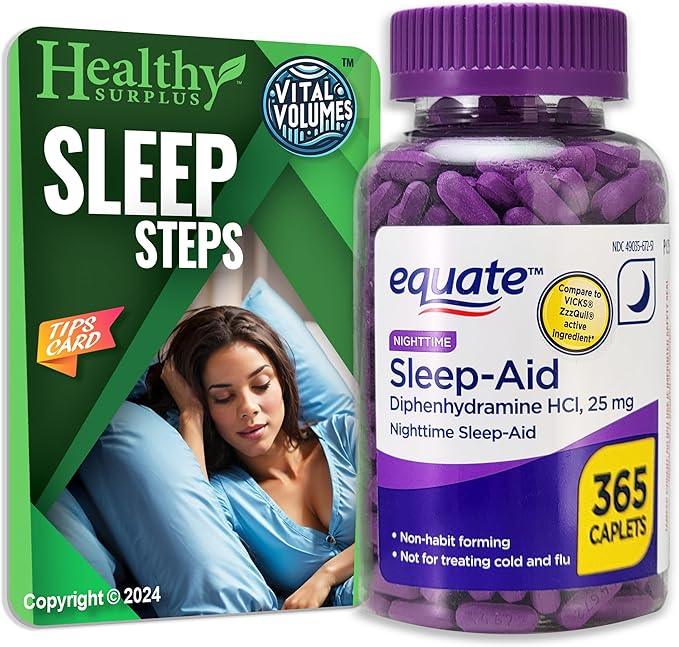 Amazon.com: Equate Sleep-Aid Diphenhydramine HCI 25 mg 365 Caplets and ...