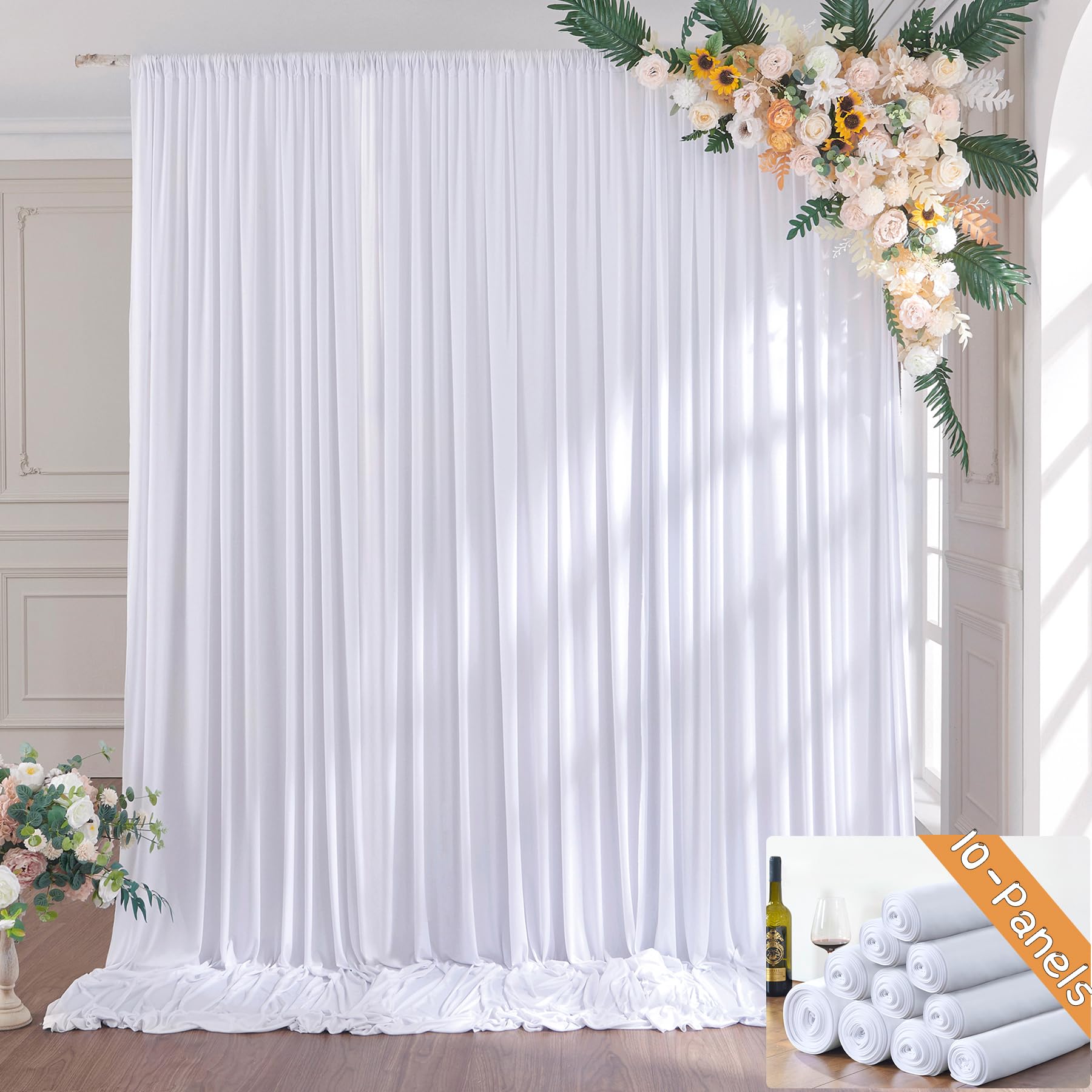 Amazon.com : 50×12ft White Wrinkle Free Backdrop Curtain, Soft Silky ...