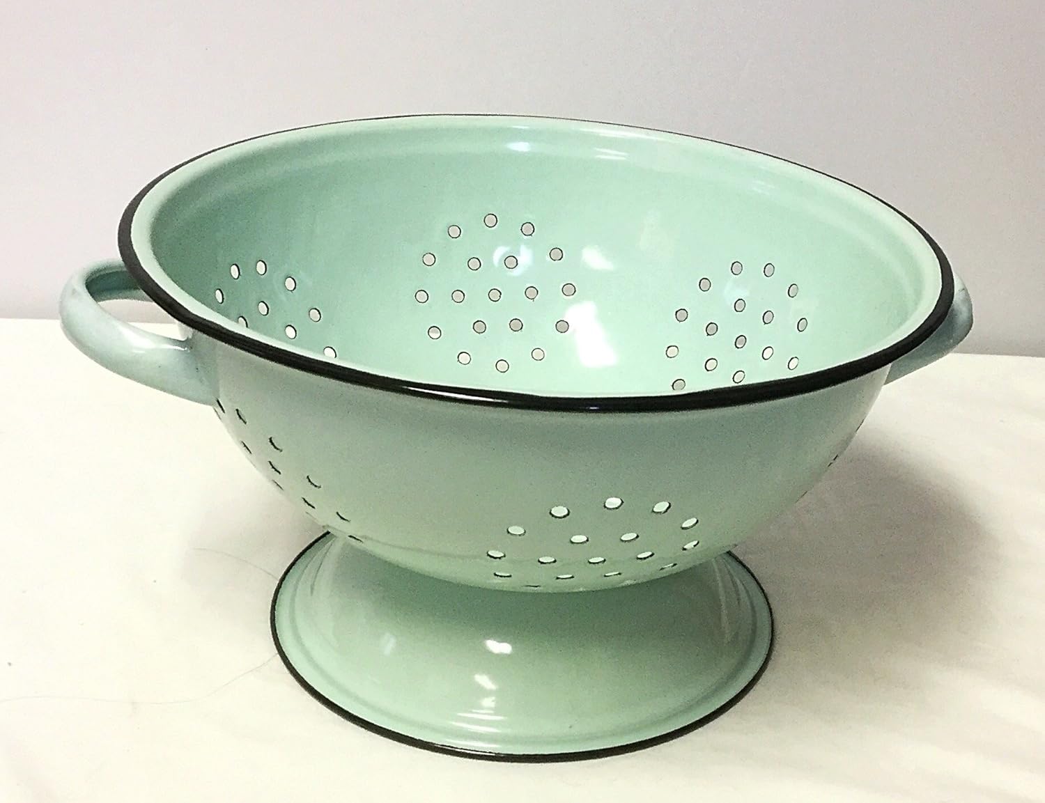 Amazon.com: Enamelware Colander Stamped Metal Turquoise Black Edge ...