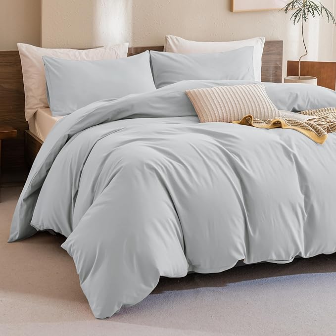 Amazon.com: Sanracie King Comforter Set, Cotton Linen Feel Textured ...