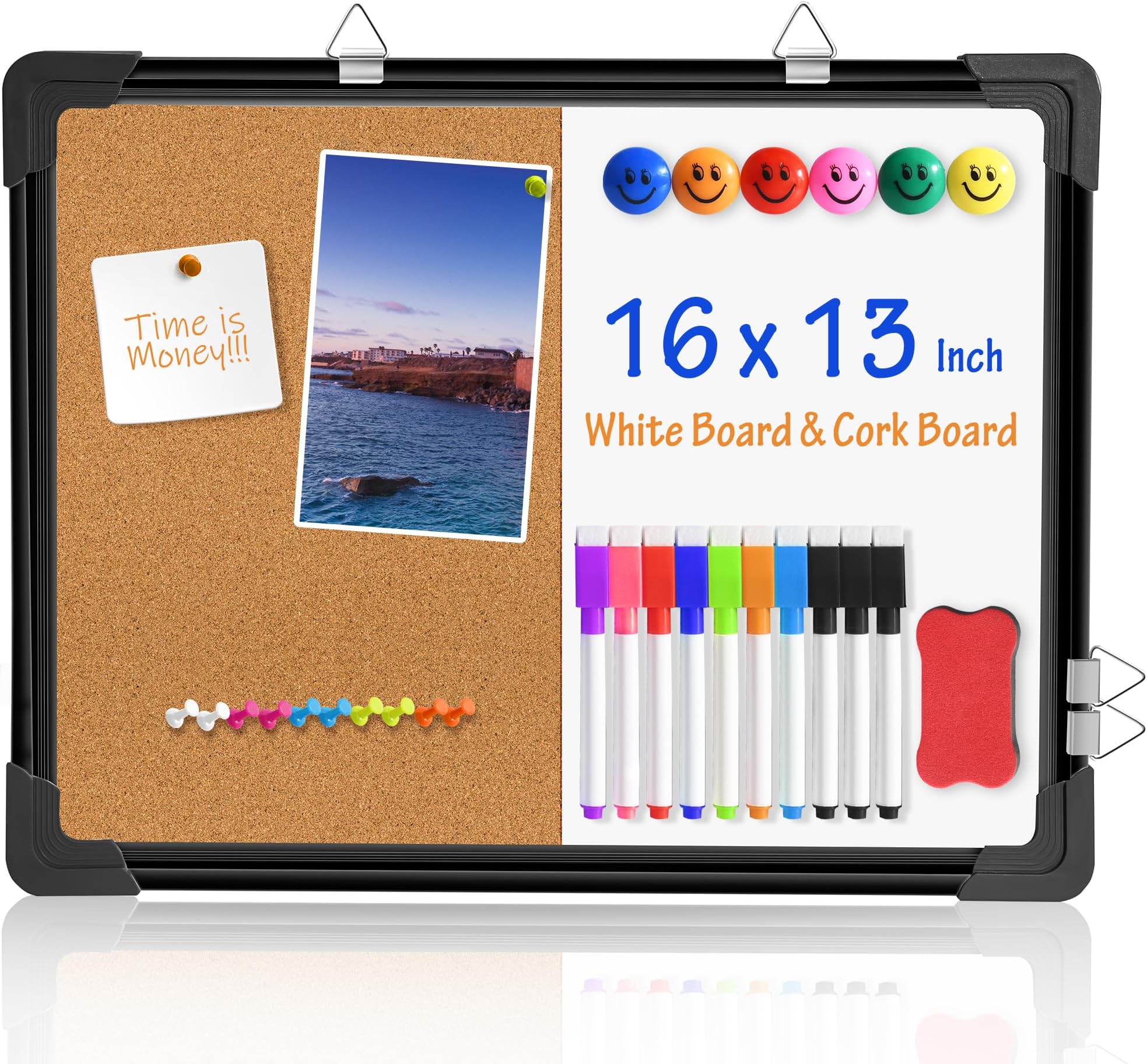 Amazon.com : Xpener Cork Board White Board for Wall, 16" x 13" Magnetic ...