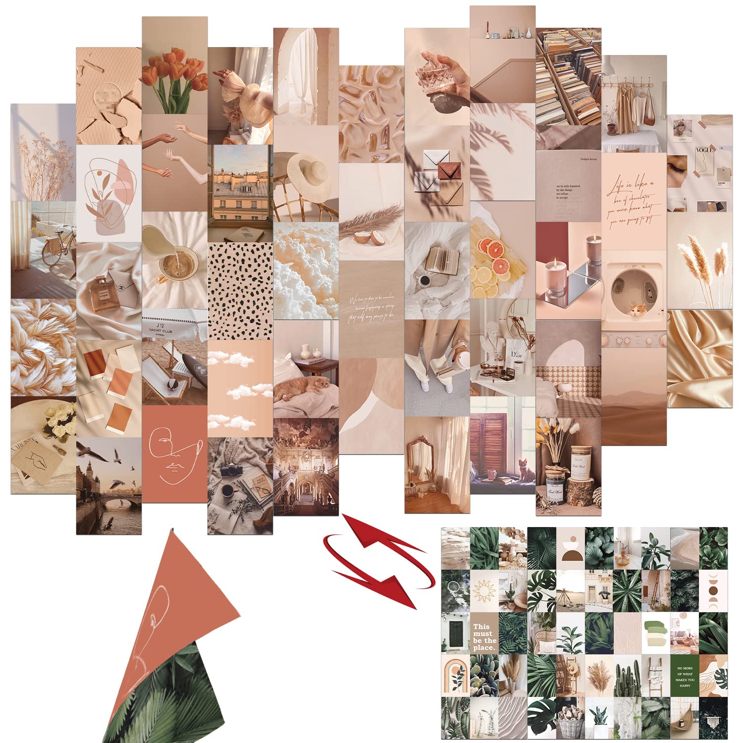 Buy Cthglong Beige Boho Wall Collage Kit Aesthetic Pictures, Forest s ...
