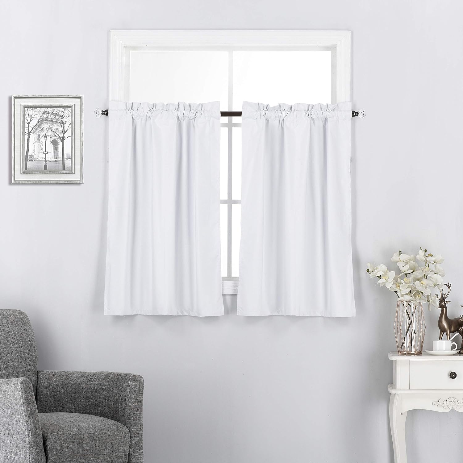 Amazon.com: Diamond Home Linens Short Window Curtains Tiers for Kitchen ...