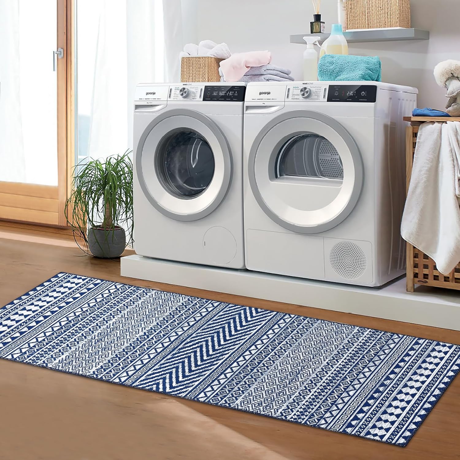 RUGSREAL Geometric Boho Hallway Runner Rug Mat Bohemian Non-Slip Runner ...