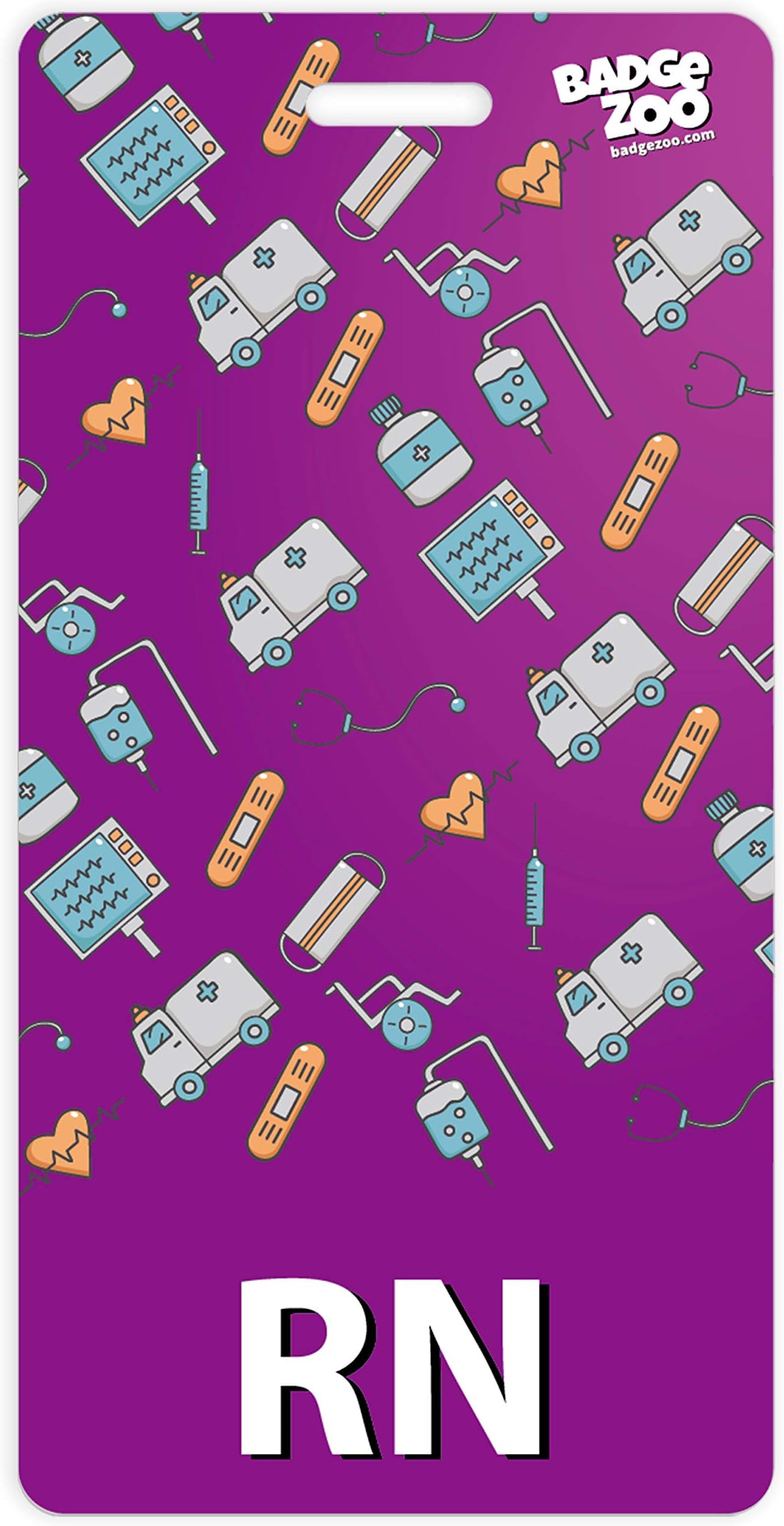 Amazon.com : RN Badge Buddy - Orange with Medical Icons - Vertical ...