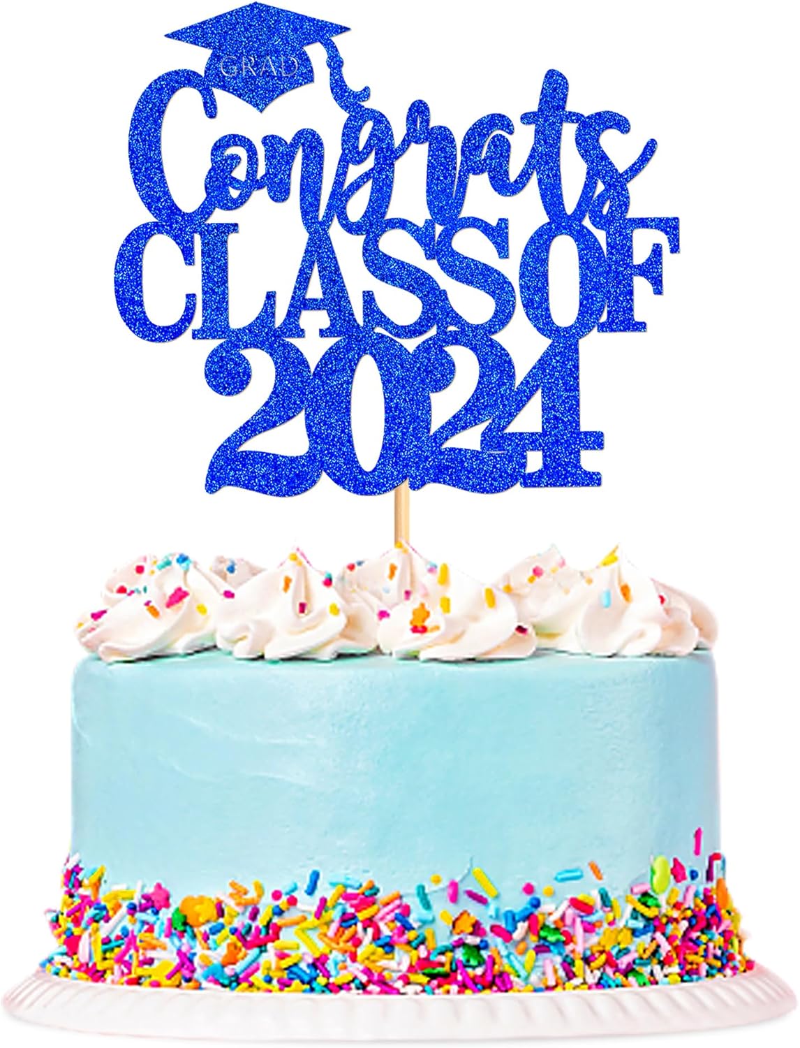 Amazon.com: Ercadio 1 Pack Congrats Class of 2024 Cake Topper Blue ...