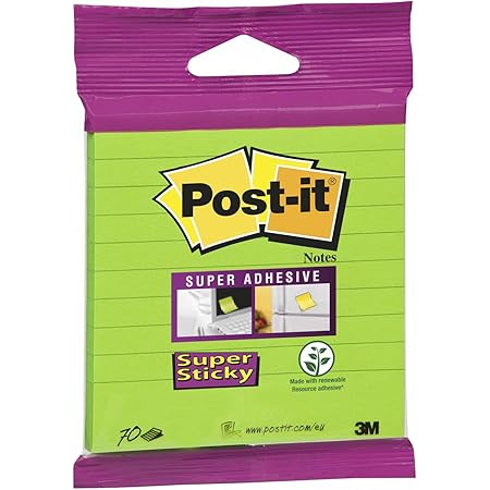 Post-it Notes 100mm x 100mm Super Sticky Note Pad, Lined, Green (70 ...