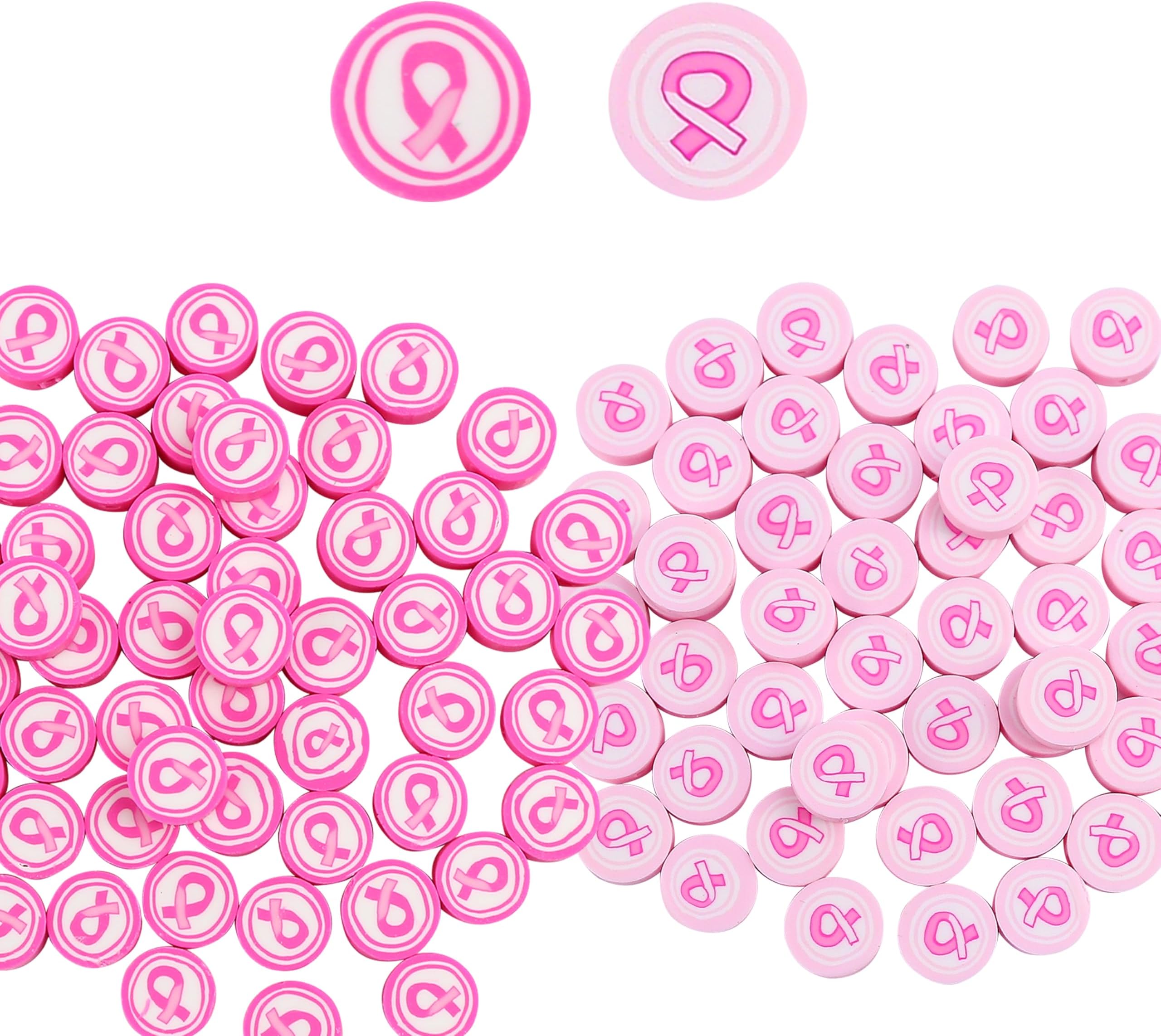 Amazon.com: 100 Pieces Breast Cancer Awareness Themed Beads Charms ...
