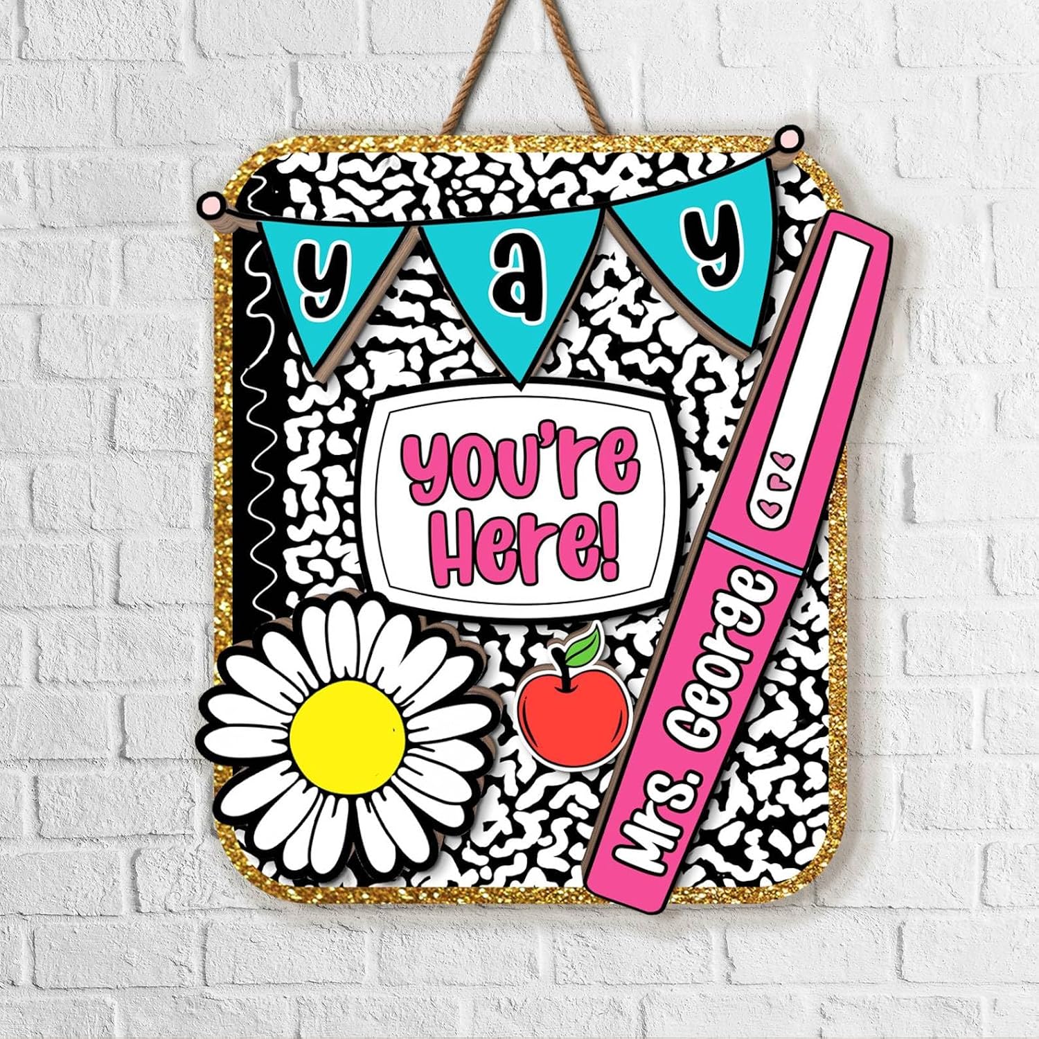 Amazon.com: Personalized Crayon Box Teacher Door Sign Classroom Door ...