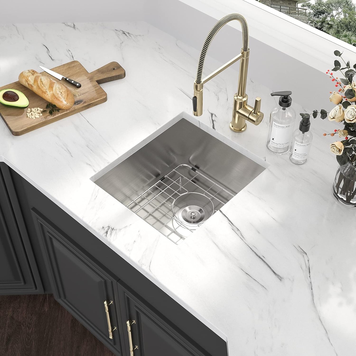 Kichae 17 x 19 inch stainless steel kitchen sink, under mount stainless ...