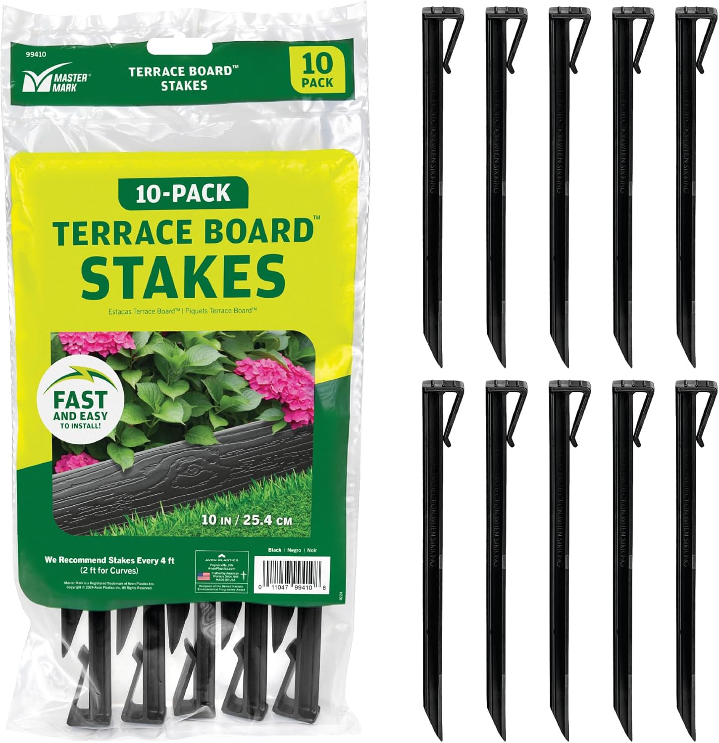 Amazon.com : Master Mark Terrace Board Landscape Stakes (10-Pack, Black ...