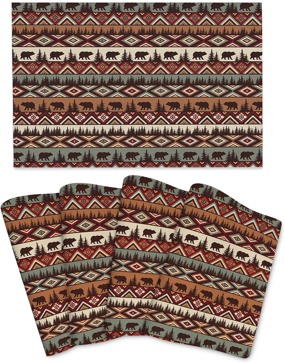 Amazon.com: Vintage Rustic Placemats Bear Mountain Dining Table Mats ...