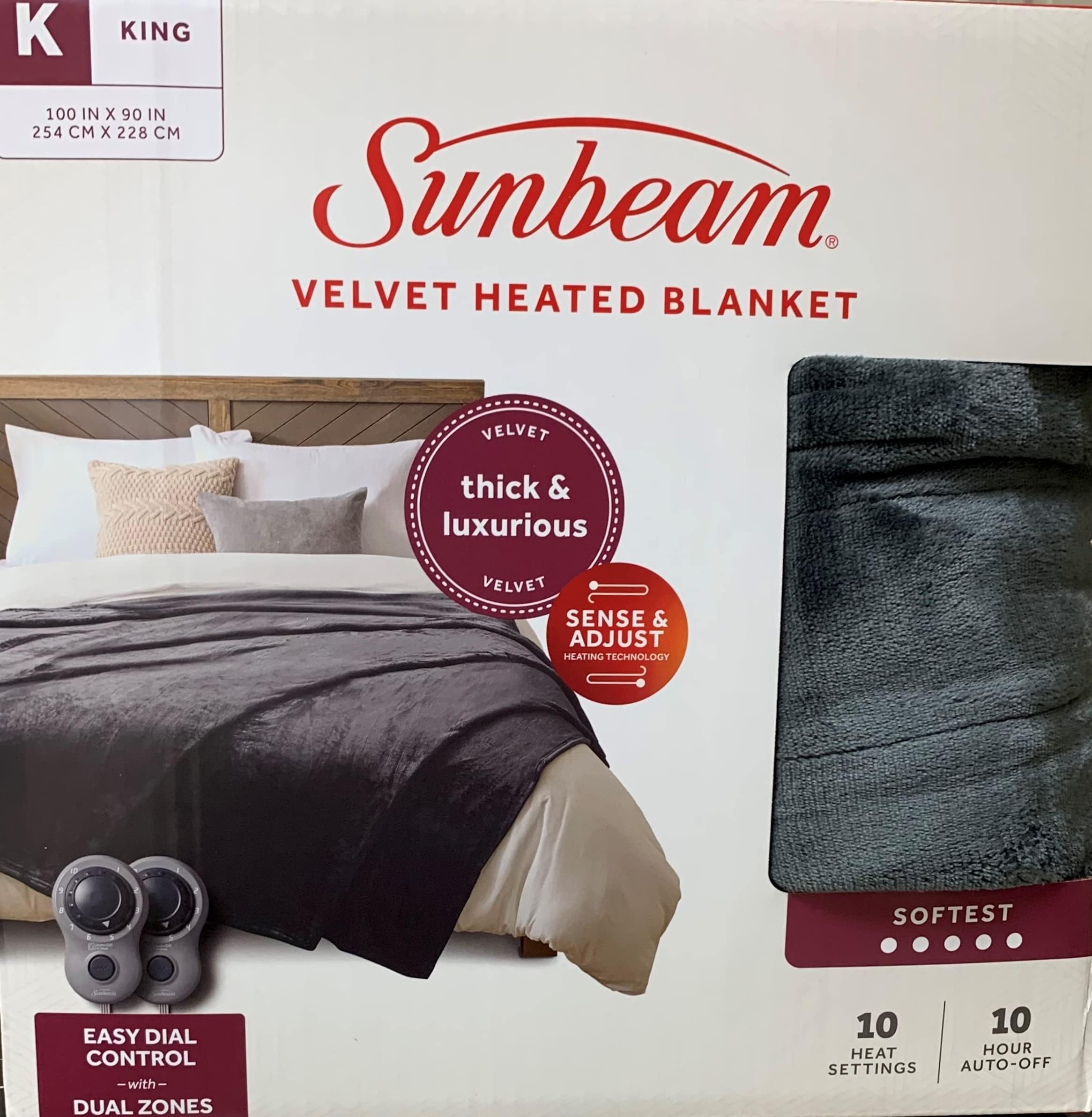 Amazon.com: Sunbeam Luxurious Velvet Plush King Heated Blanket with 20 ...