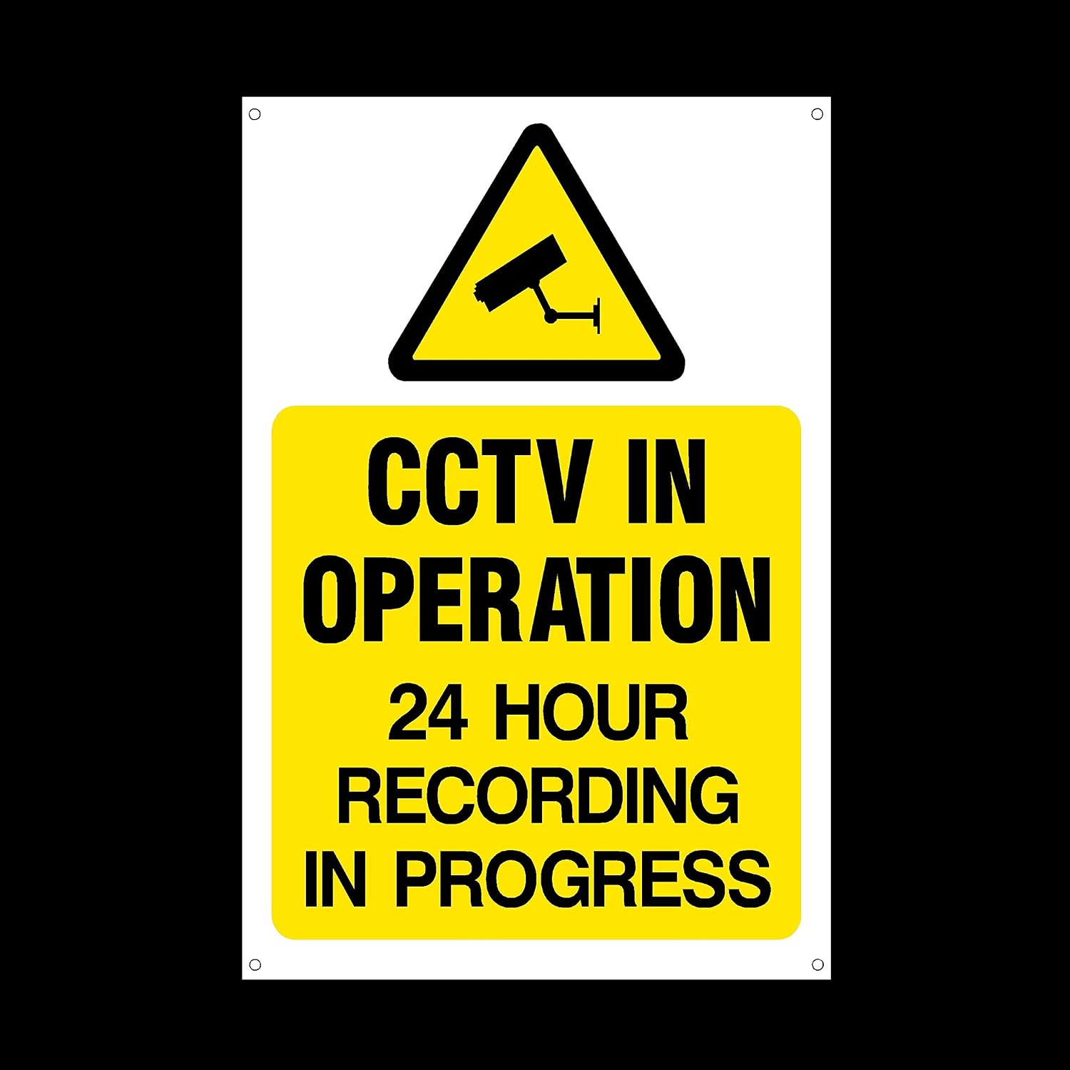 CCTV in operation 24hr recording Plastic Sign with 4 Pre-Drilled Holes ...