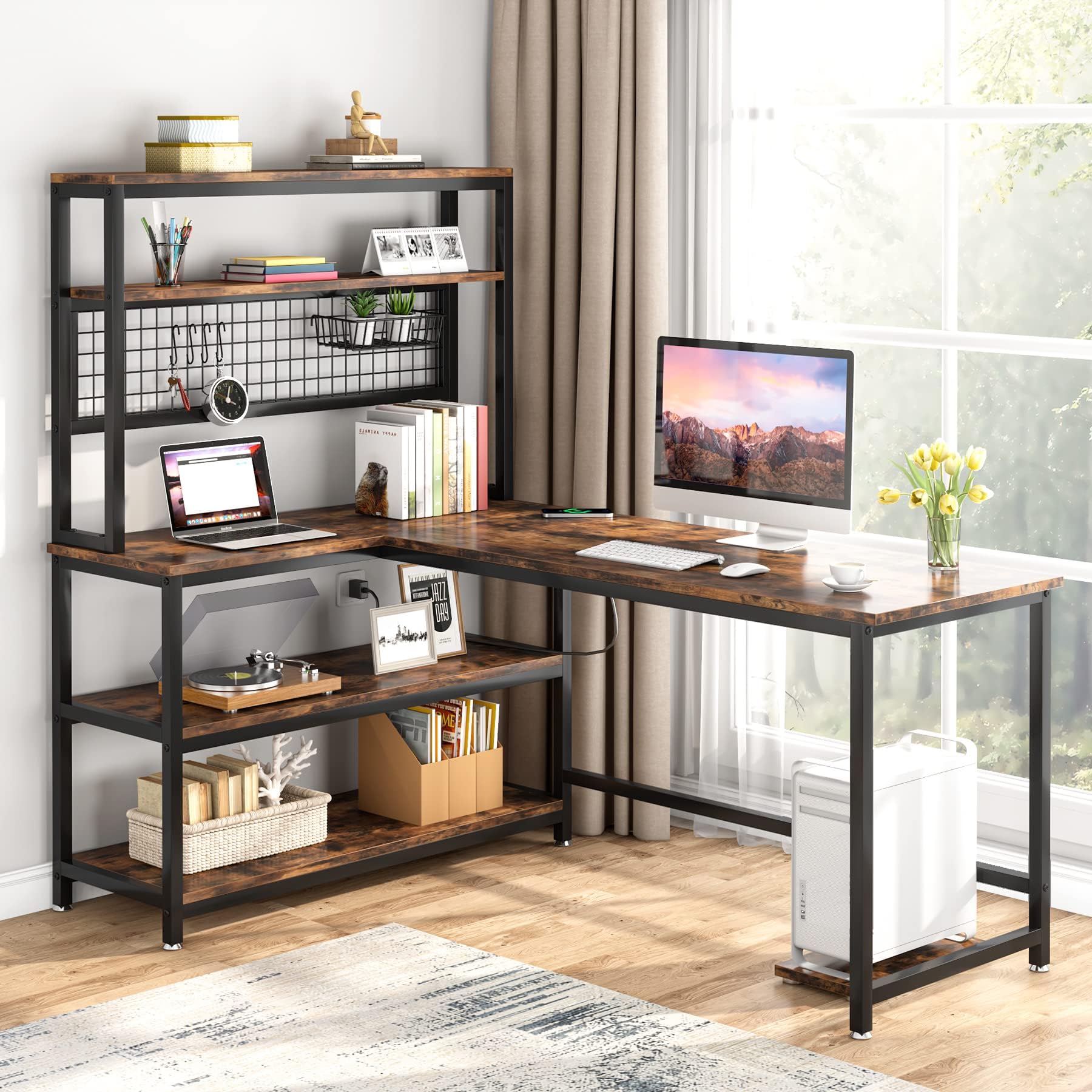 Amazon.com: SEDETA L Shaped Computer Desk, 58'' Office Desk with 3 ...