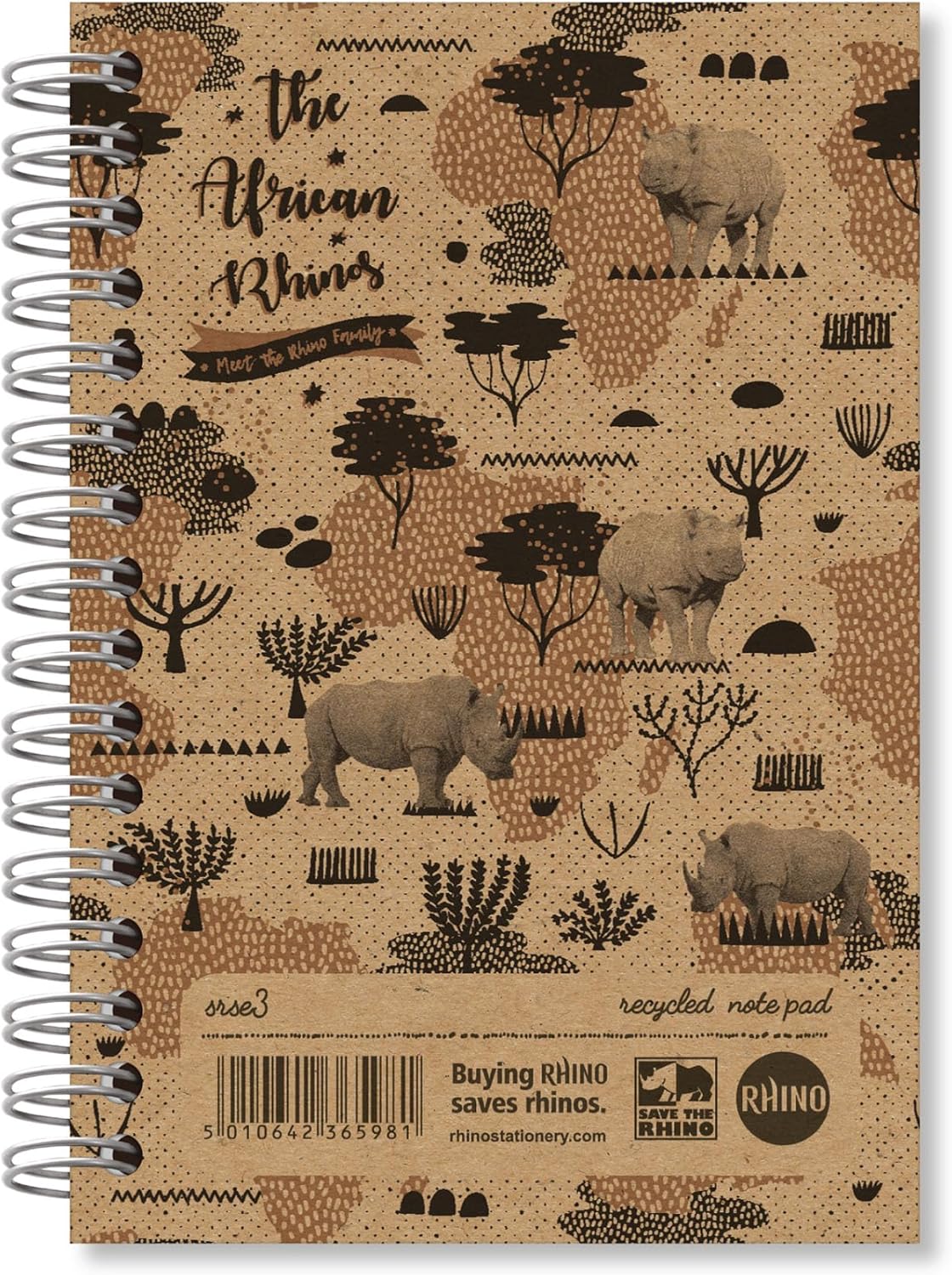 RHINO SRSE3-6 A6 Recycled Save the Rhino Notebook : Amazon.co.uk: Stationery & Office Supplies