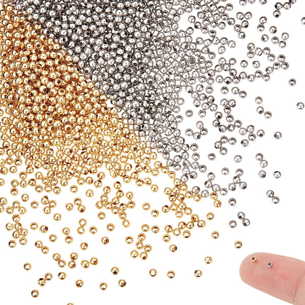 Amazon.com: UNICRAFTALE 2000pcs 2 Colors Round Crimp Beads 2mm ...