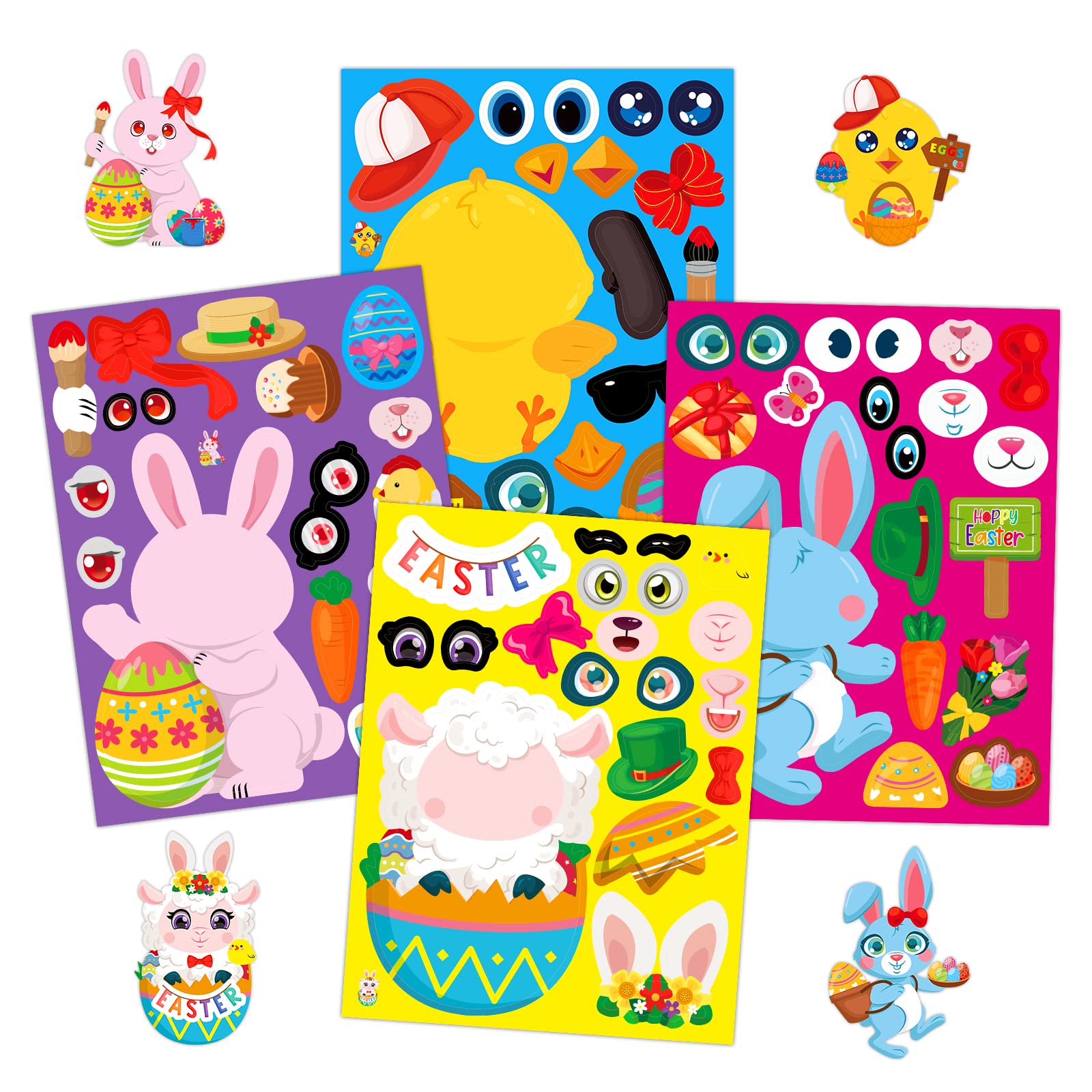 Amazon.com: WhatSign Easter Stickers for Kids 24Pcs Make a Face Easter ...