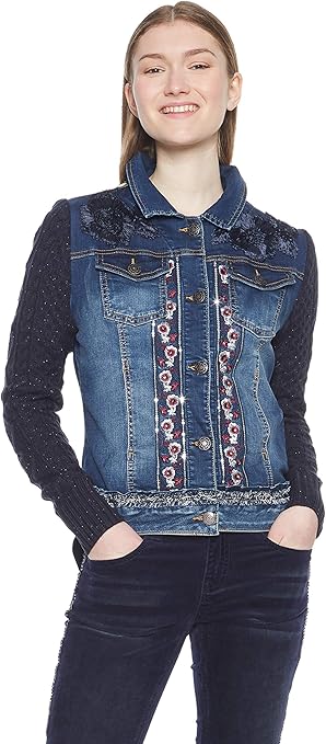 Desigual Women's Chaq_emuná Jacket, Blue(Navy 5000), 6 (Manufacturer ...