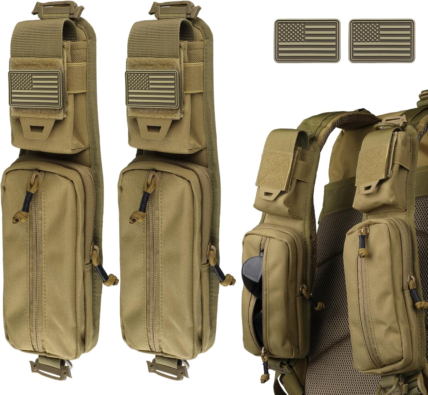 WYNEX Molle Accessories Pouch of Double Zipper Pocket Version, Backpack ...